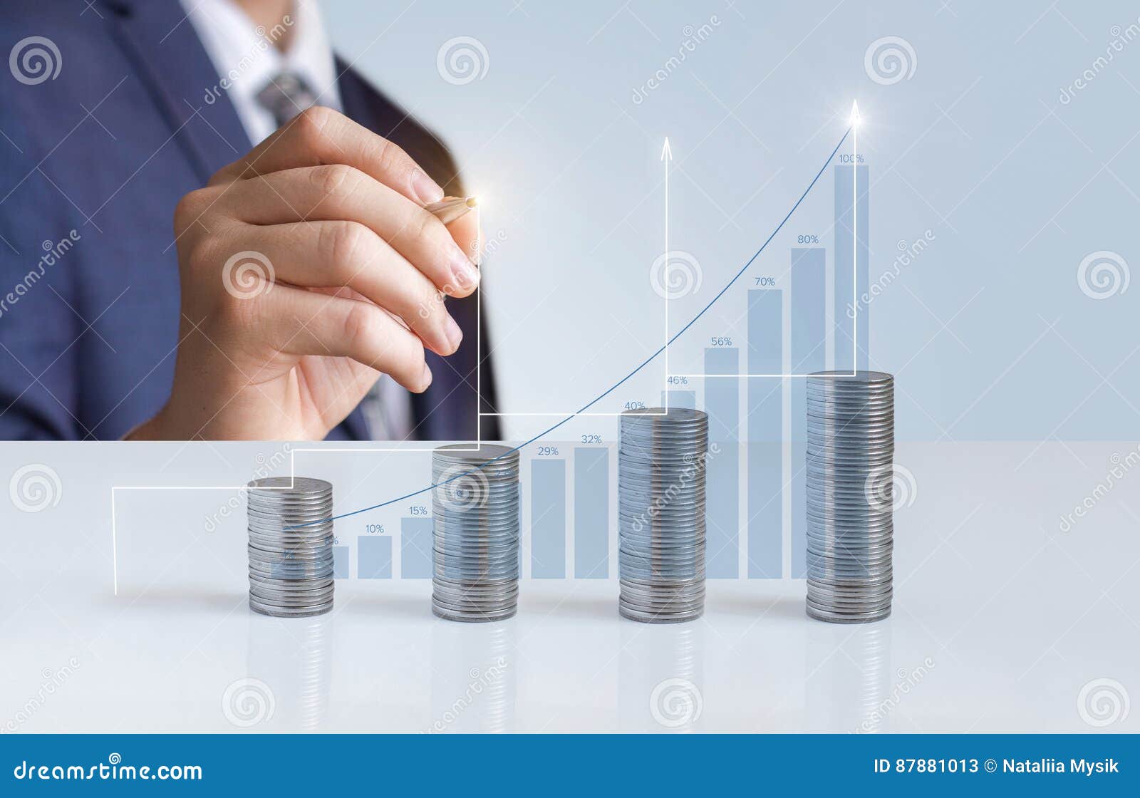 The Businessman Draws the Statistics of Financial Growth. Stock Image ...