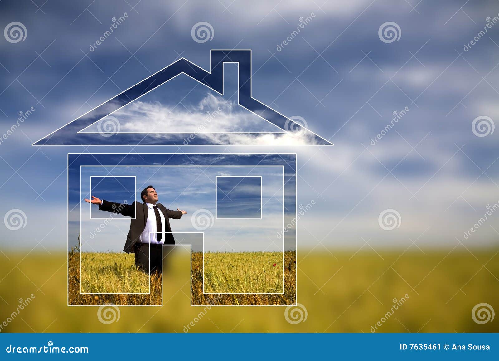 Businessman - dream house stock image. Image of raised - 7635461