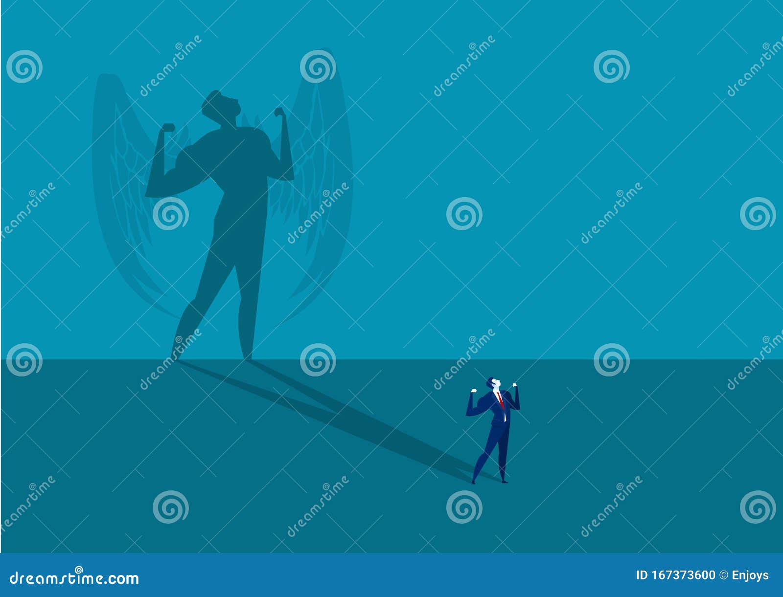 Businessman Dreaming about Being Super Leader Shadow Concept Vector ...