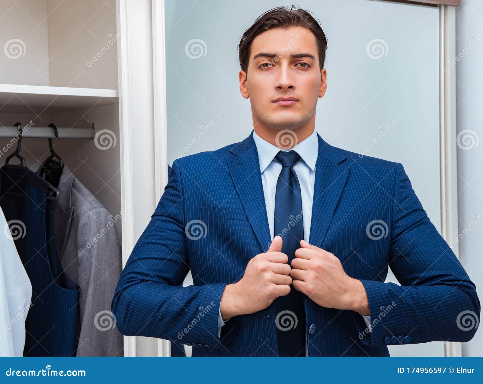 Businessman Dressing Up for Work Stock Image - Image of button ...