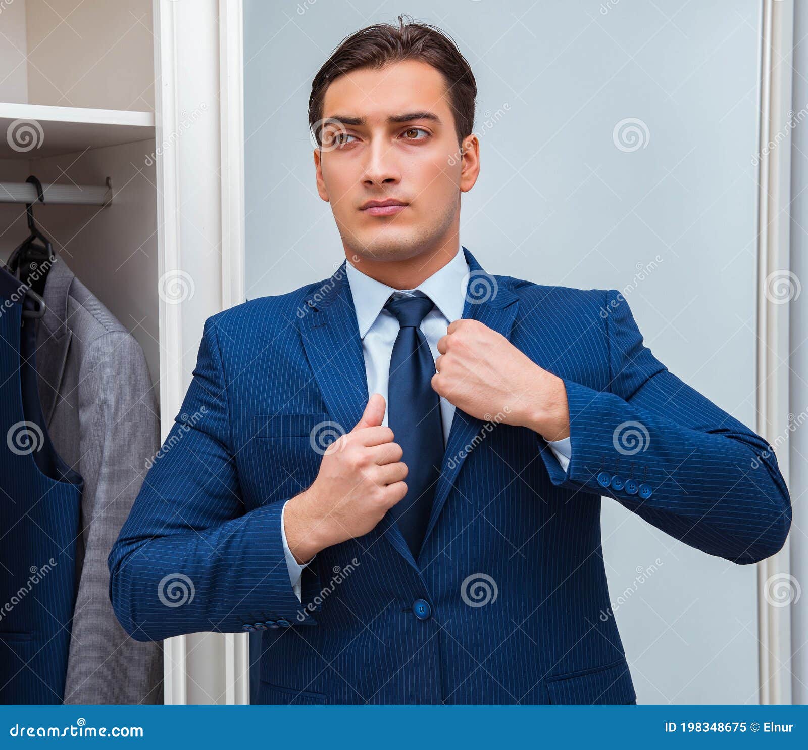 Businessman Dressing Up for Work Stock Image - Image of necktie ...