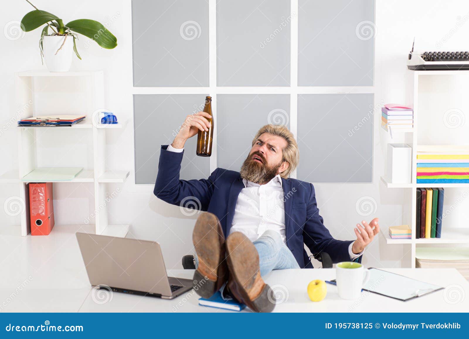 Businessman Drinking from Stress. End of the Working Day Stock Image ...