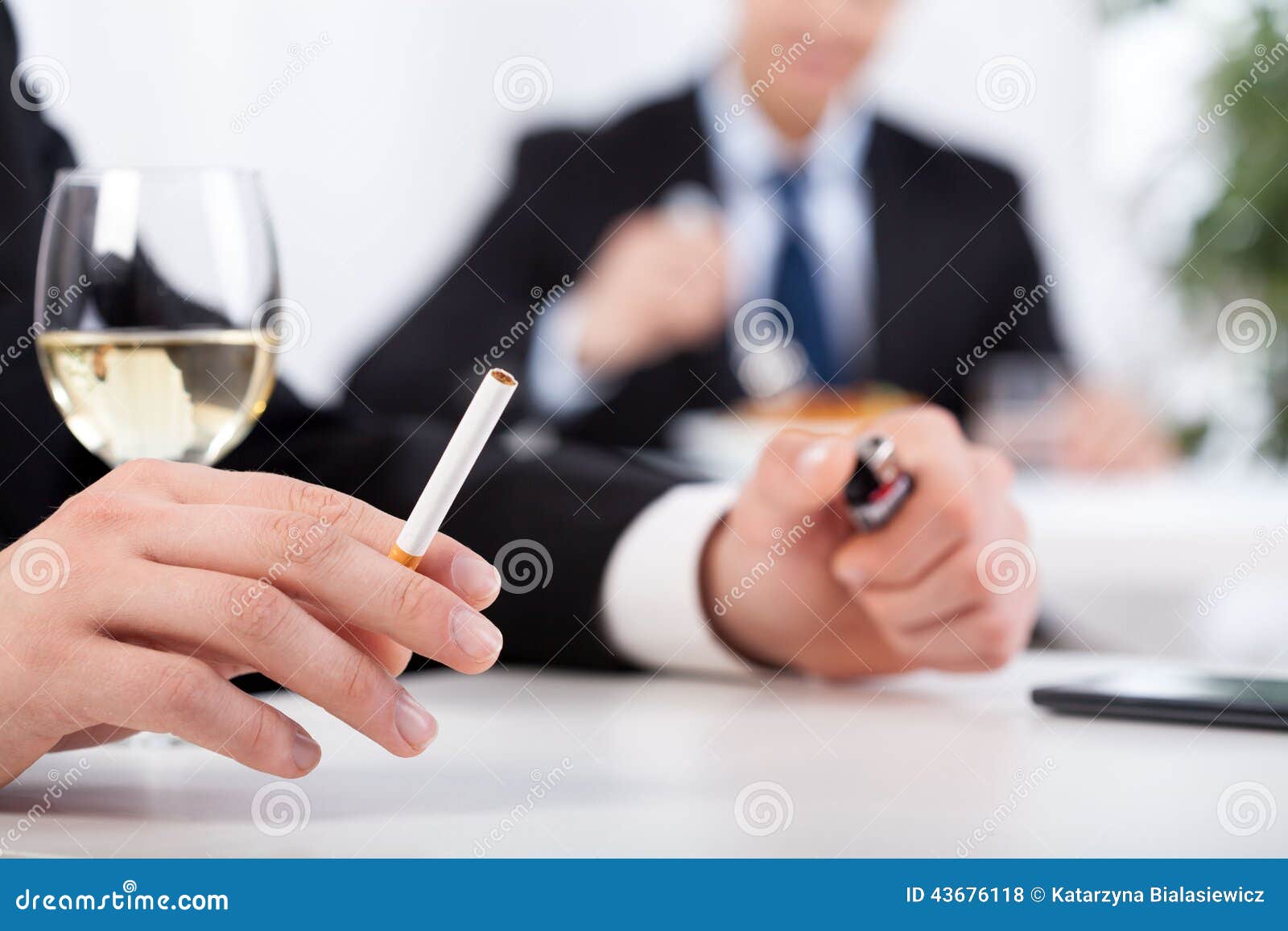 Businessman Drinking Wine and Smoking Cigarettes Stock Photo - Image of ...
