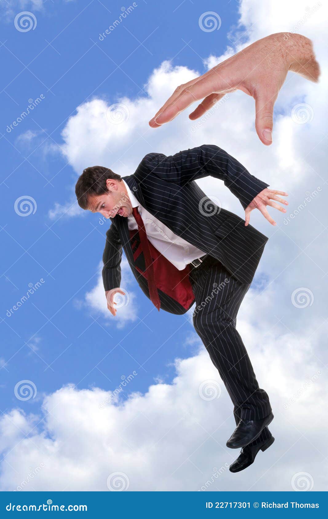 Businessman Dropped by the Hand of God. Stock Image - Image of ...