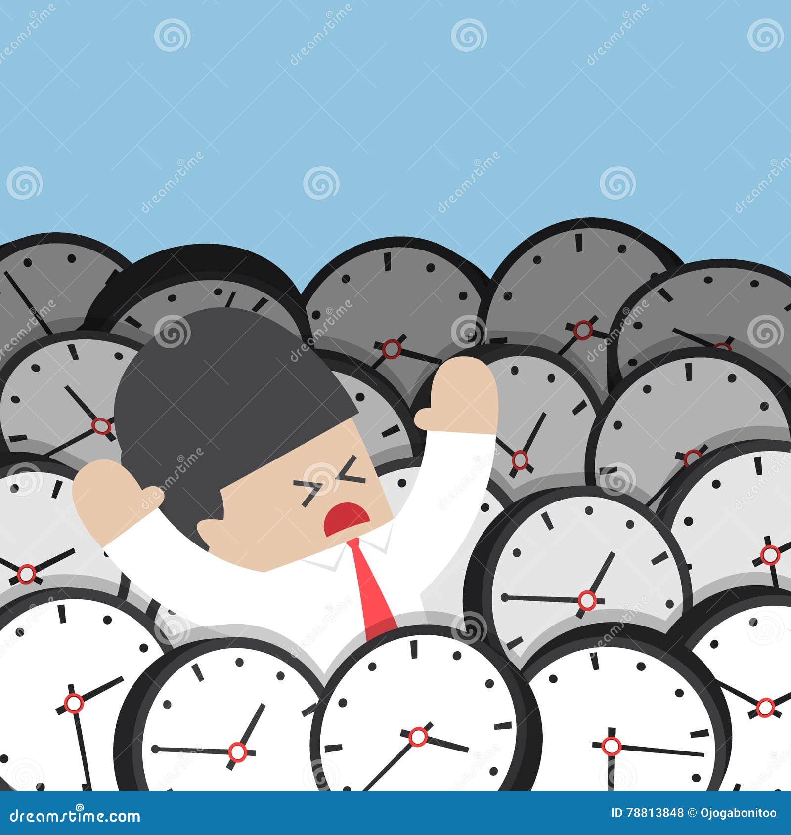 Businessman Drowning in Clock Stock Vector - Illustration of abstract ...
