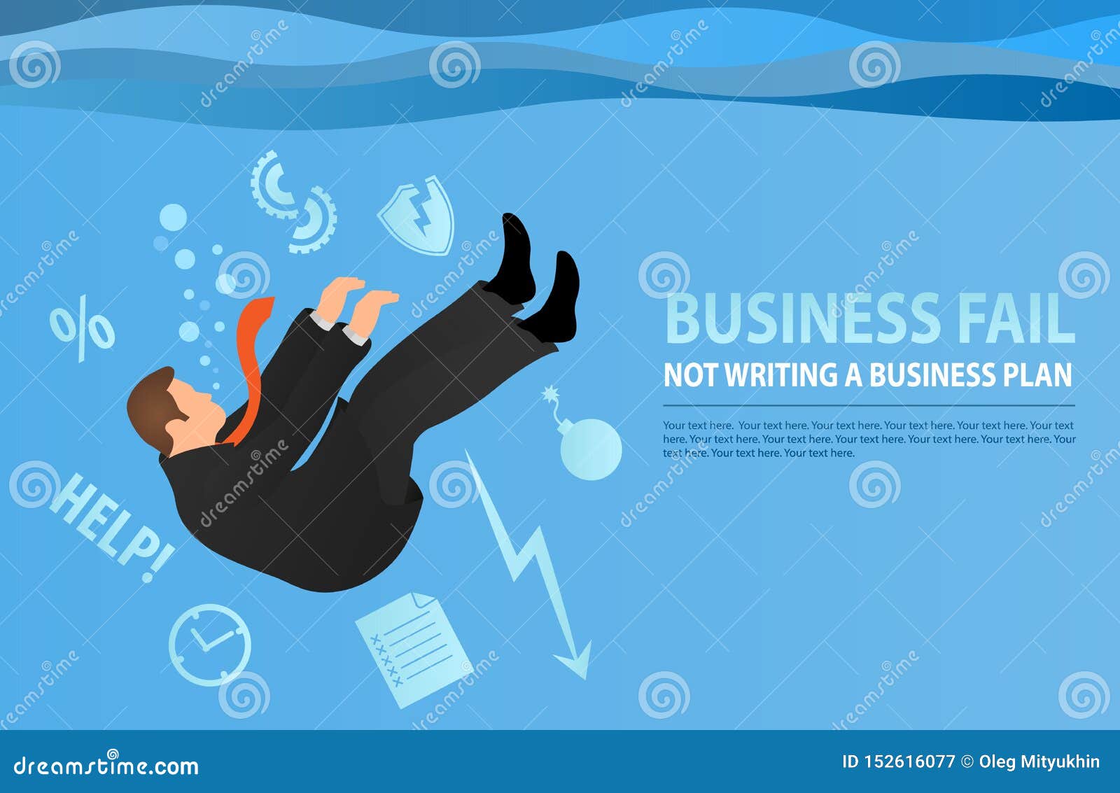 Businessman Drowning in His Problems. the Metaphor of Bad Business ...
