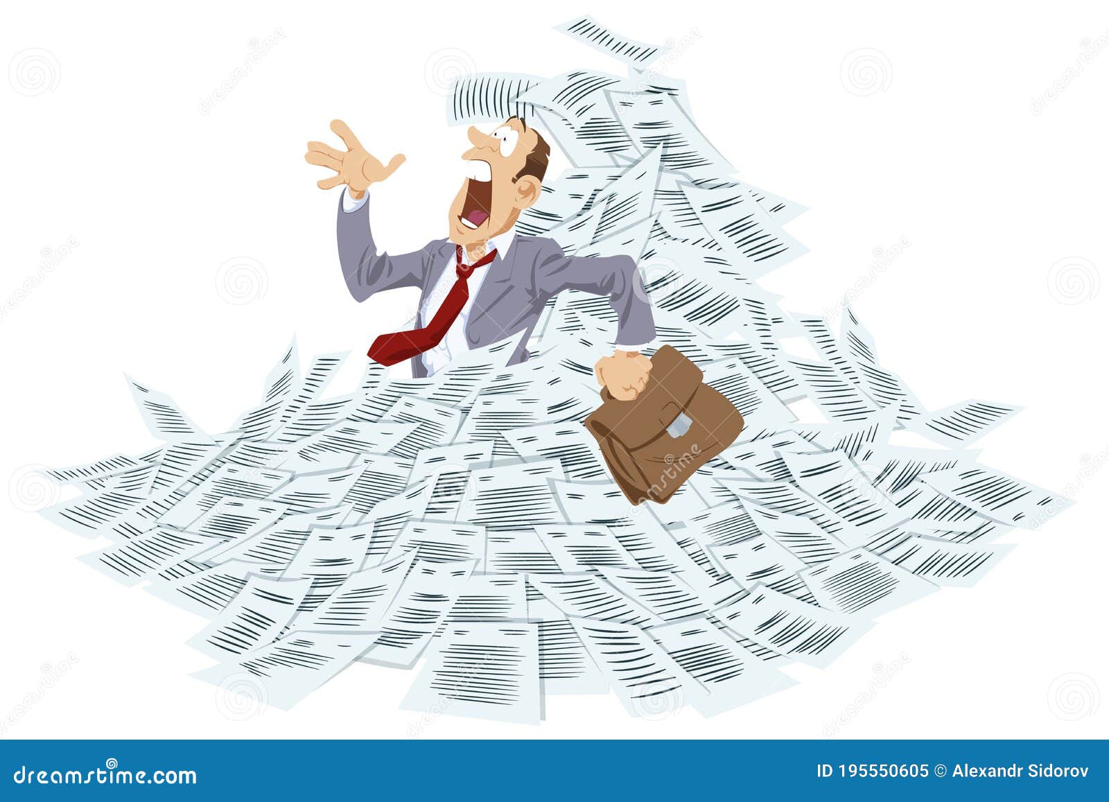 Businessman is Drowning in Storm from Documents Stock Vector ...