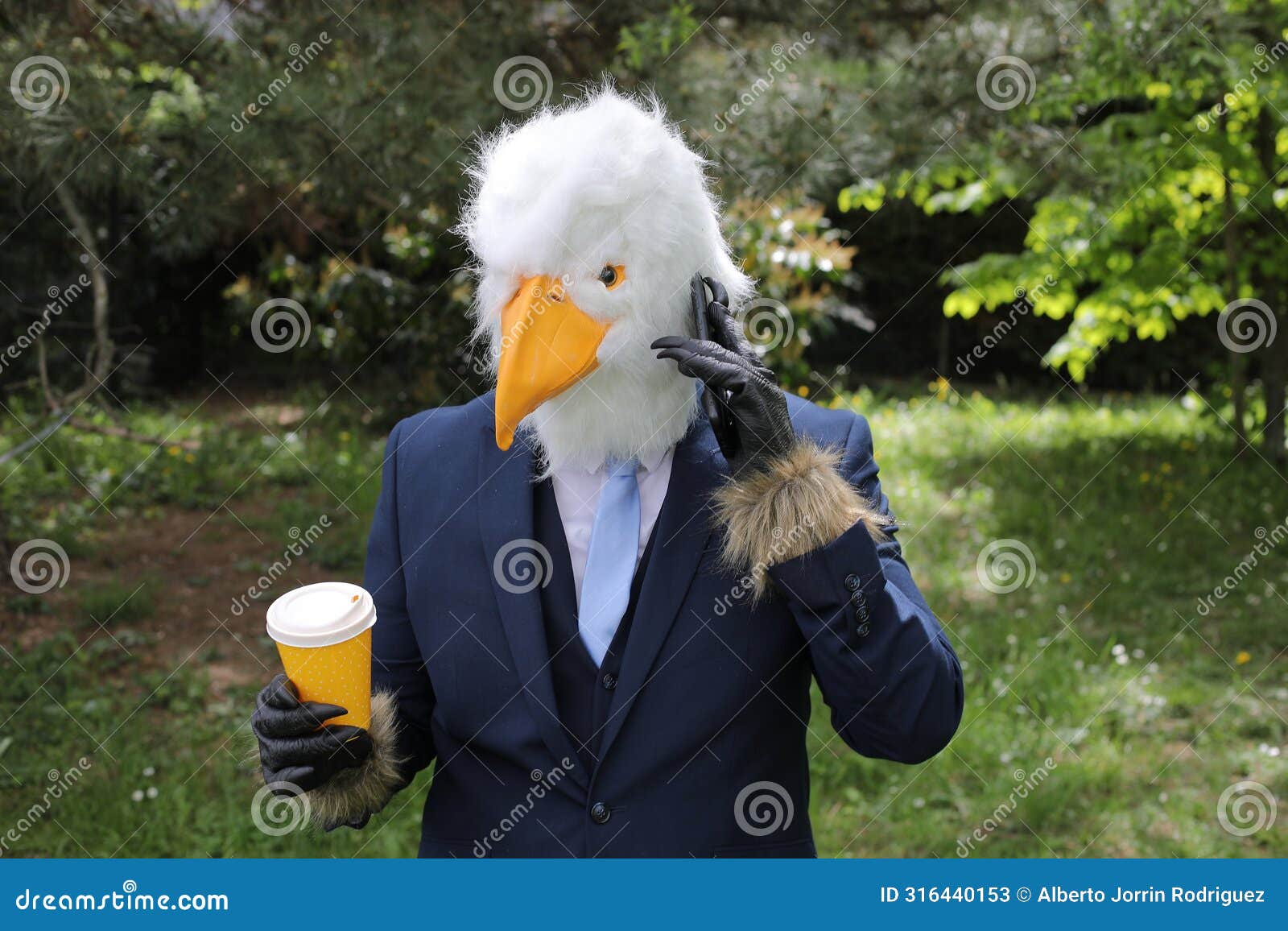 Businessman with an Eagle Face Making a Phone Call Stock Image - Image ...