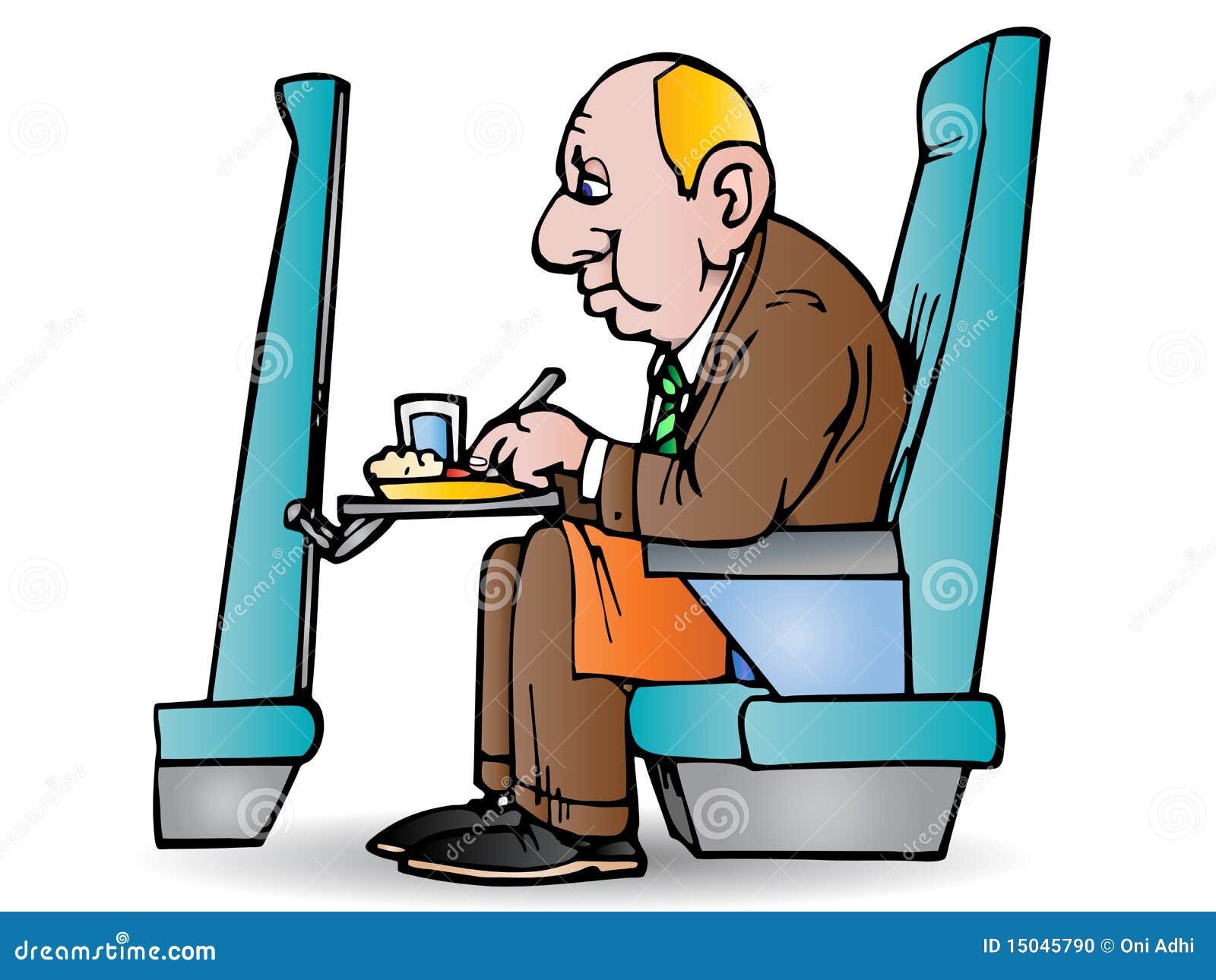 Businessman eat in plane stock illustration. Illustration of white ...