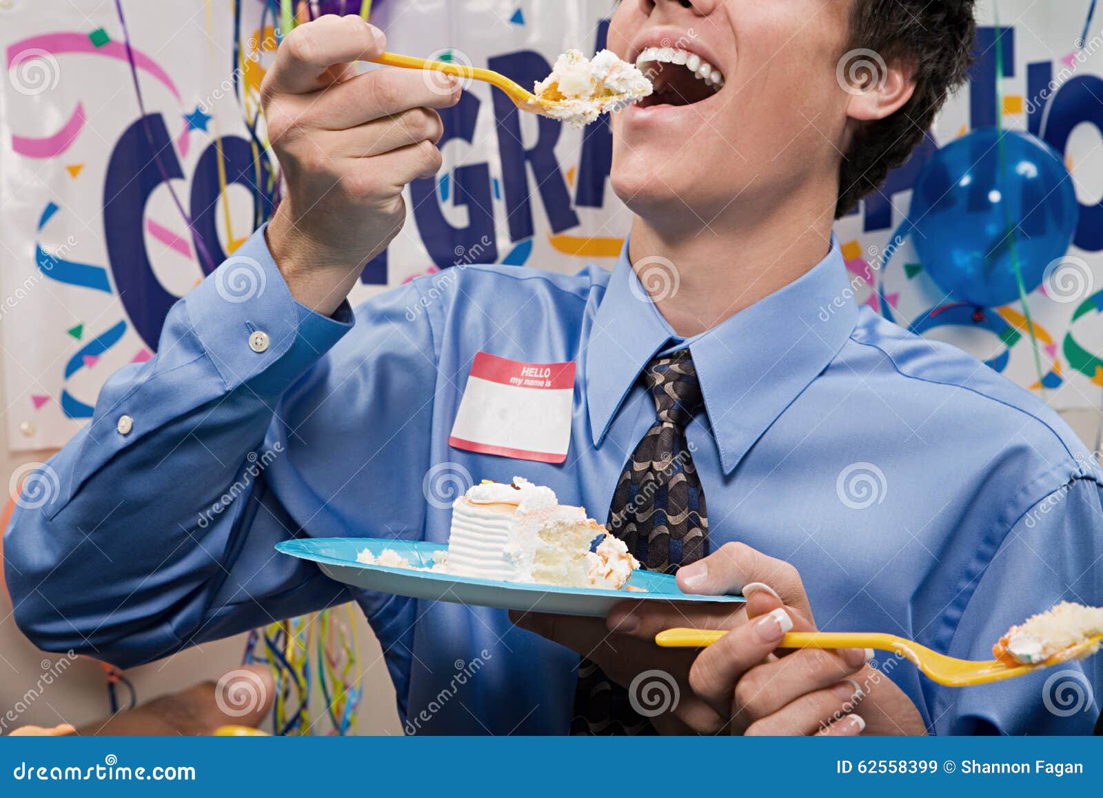 Businessman Eating Party Cake Stock Image - Image of celebration ...