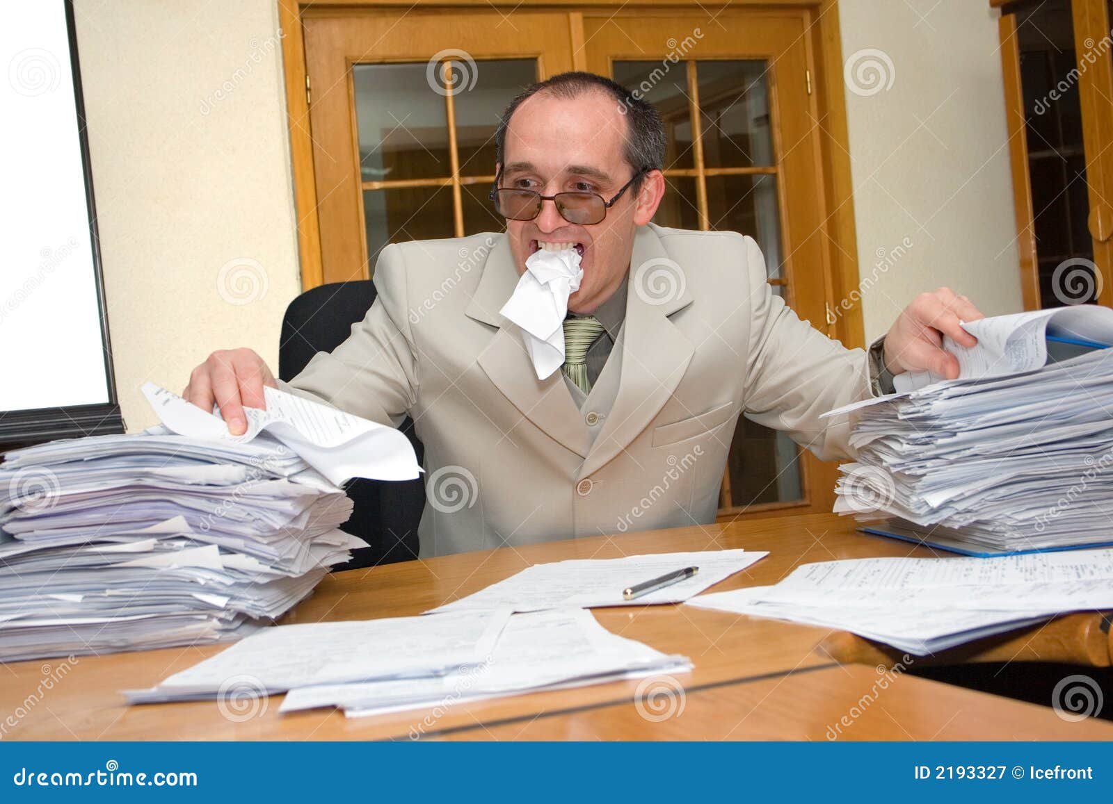Businessman Eating the Work Stock Image - Image of eating, angry: 2193327