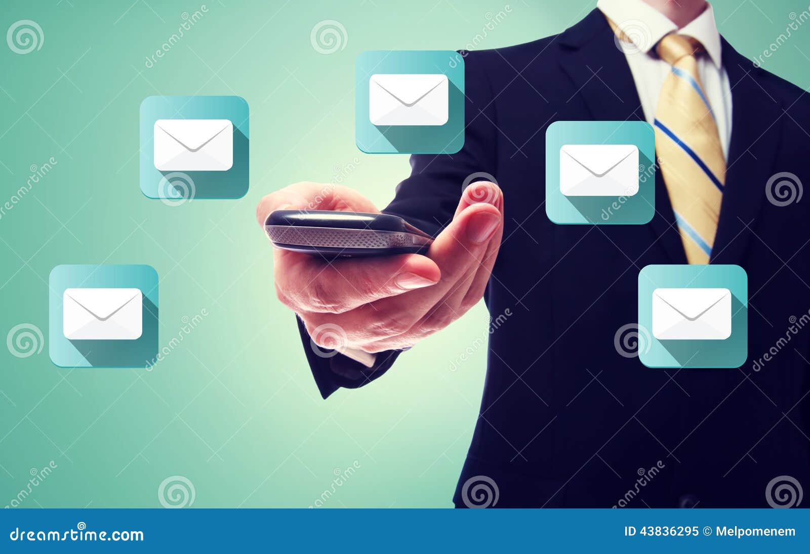 Businessman with Email and Cell Phone Stock Illustration - Illustration ...