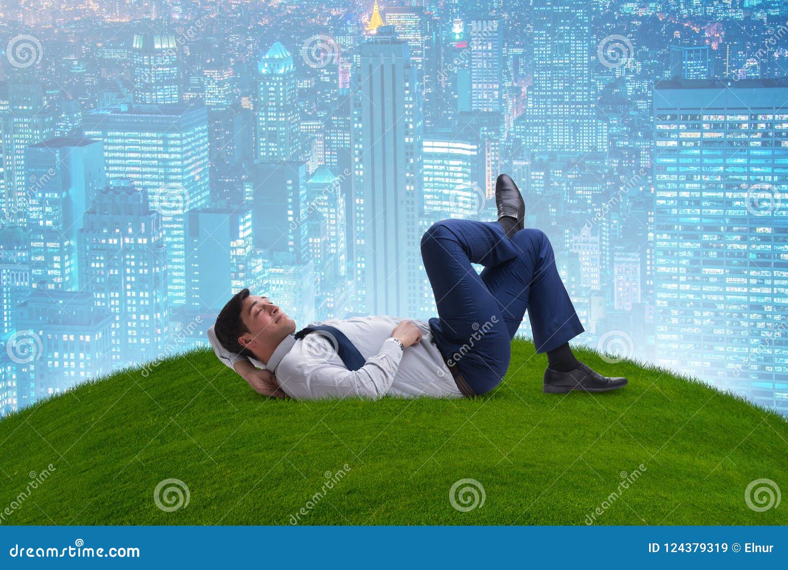 The Businessman Employee Enjoying Time Off Work Stock Image - Image of ...