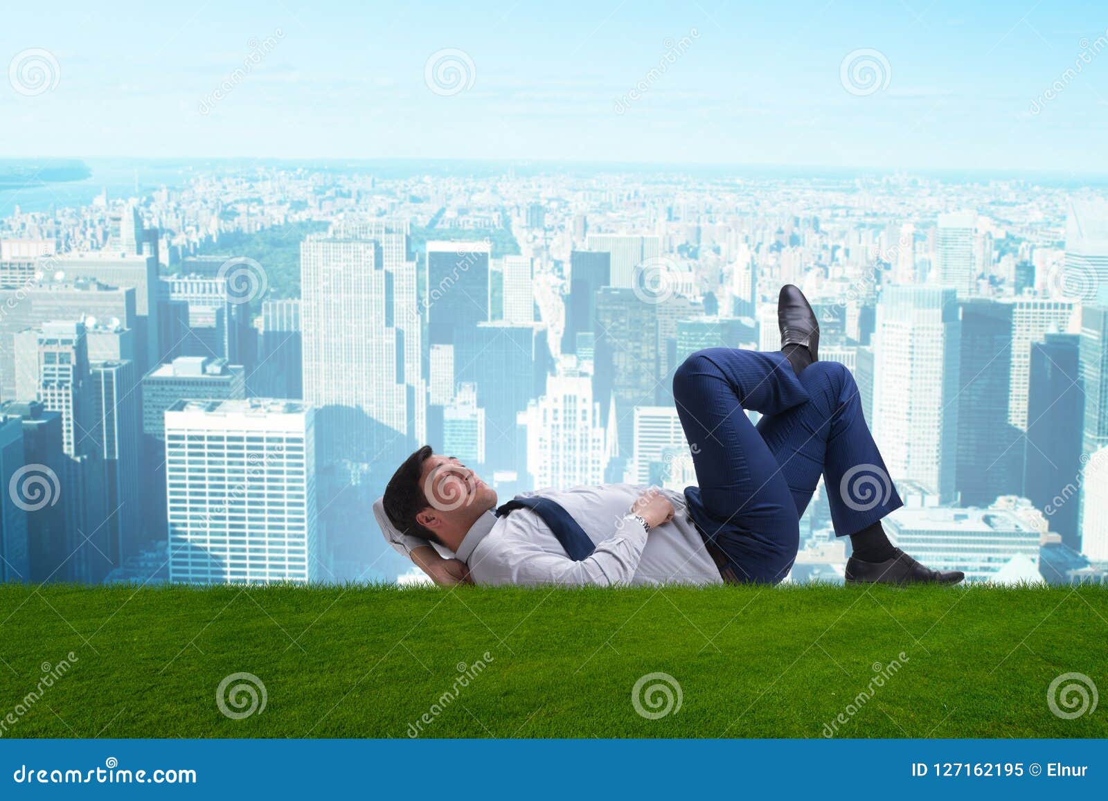 The Businessman Employee Enjoying Time Off Work Stock Image - Image of ...