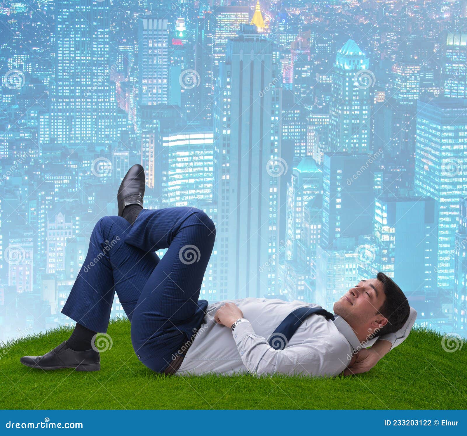 Businessman Employee Enjoying Time Off Work Stock Photo - Image of ...