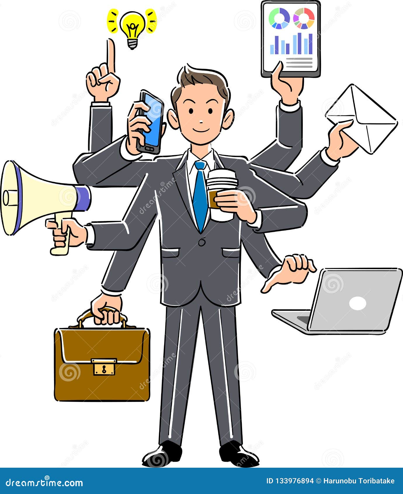 Businessman Employee Who Performs Multitasking, New Employee Stock ...