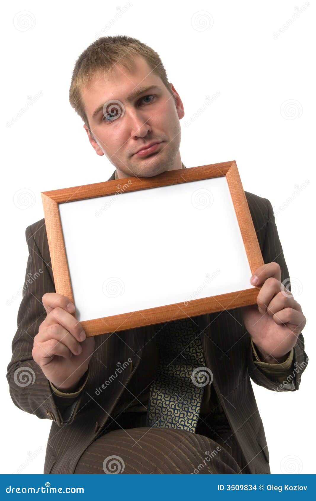 Businessman with Empty Frame Stock Photo - Image of glaces, notice: 3509834