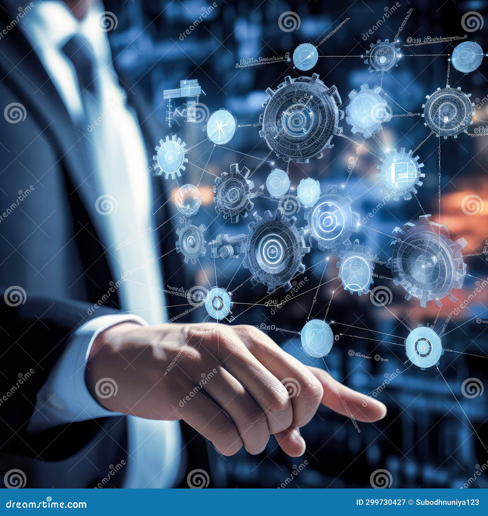 Businessman Enabling New Technologies Connecting To the Internet Things ...