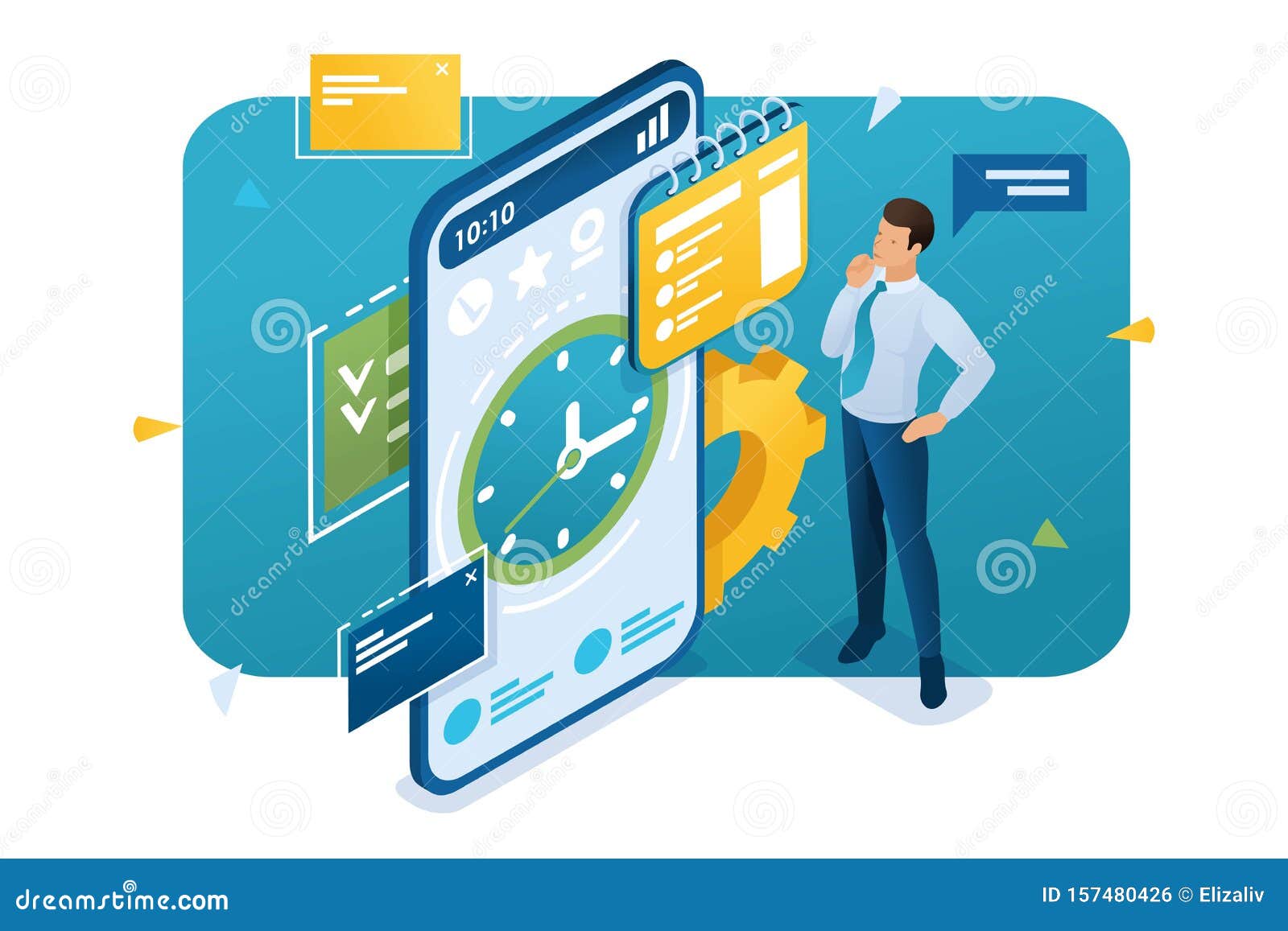 Businessman Engaged in Time Management Using the Application on the ...