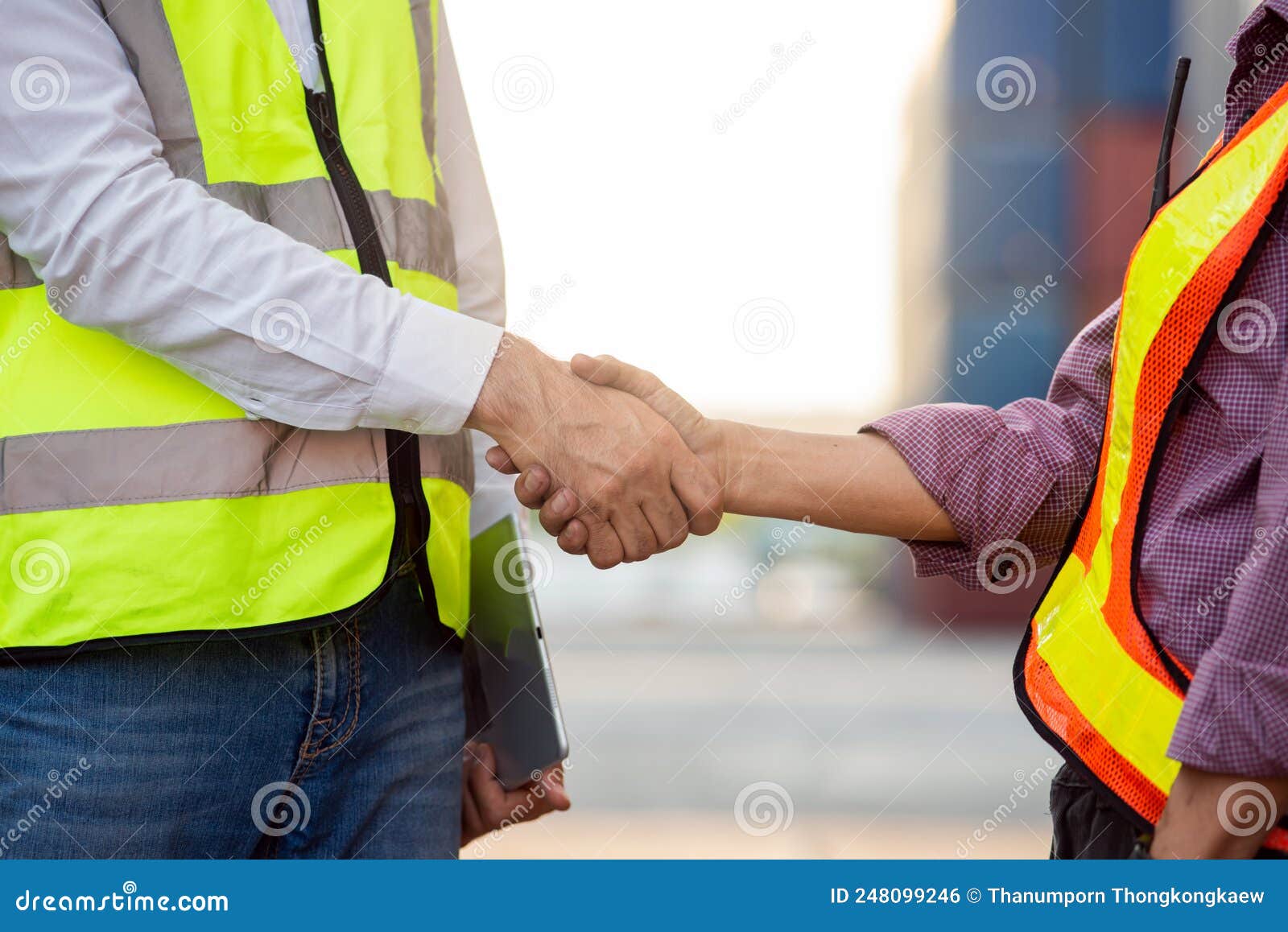 Businessman and Engineers Working Successful Handshake Together into ...
