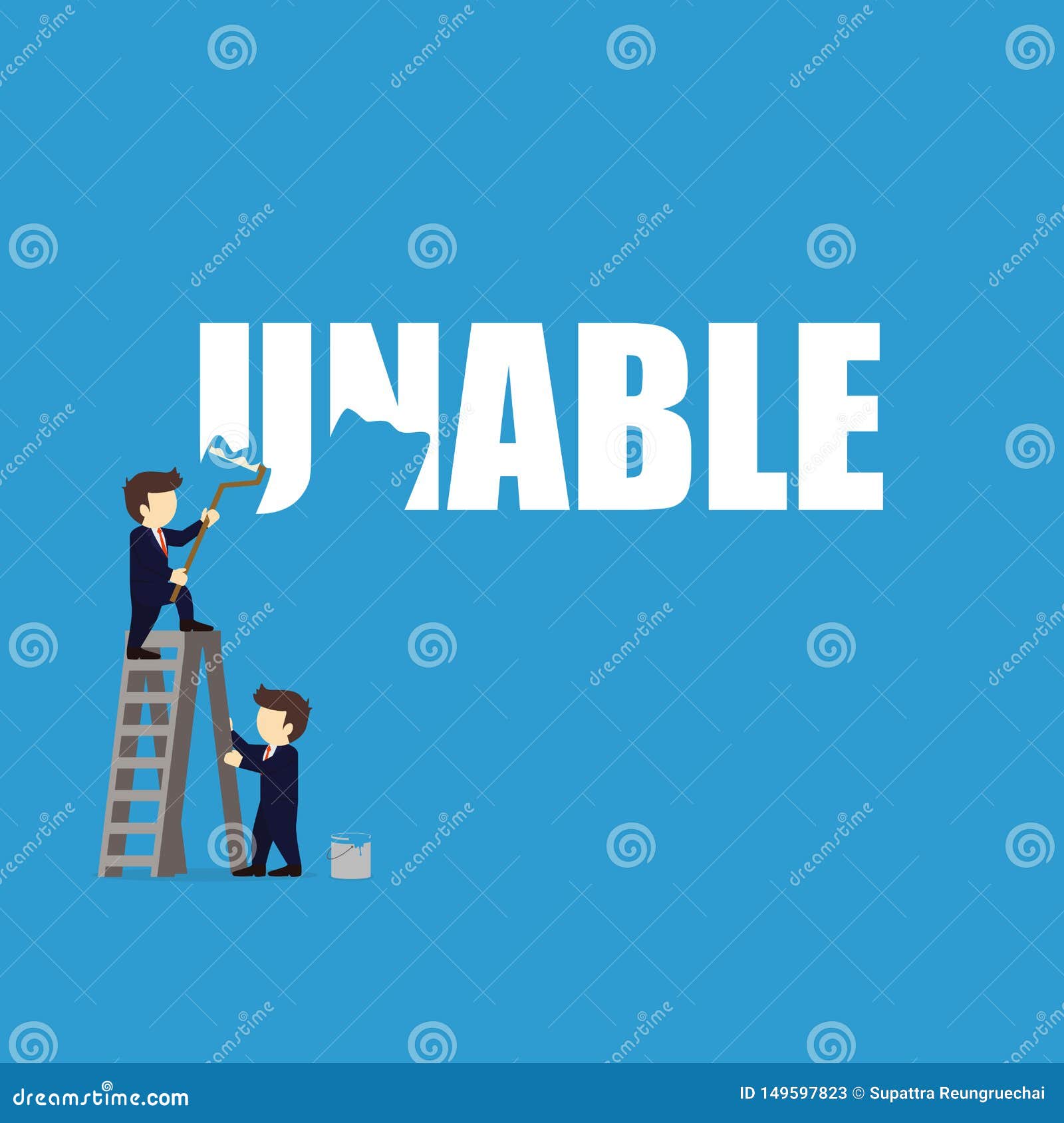 Businessman Erasing the Word Unable. Stock Illustration - Illustration ...