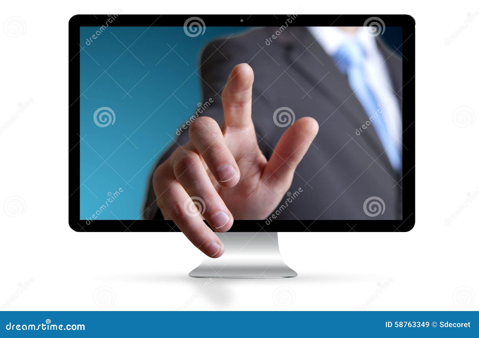 Businessman Escaping from Computer Stock Illustration - Illustration of ...