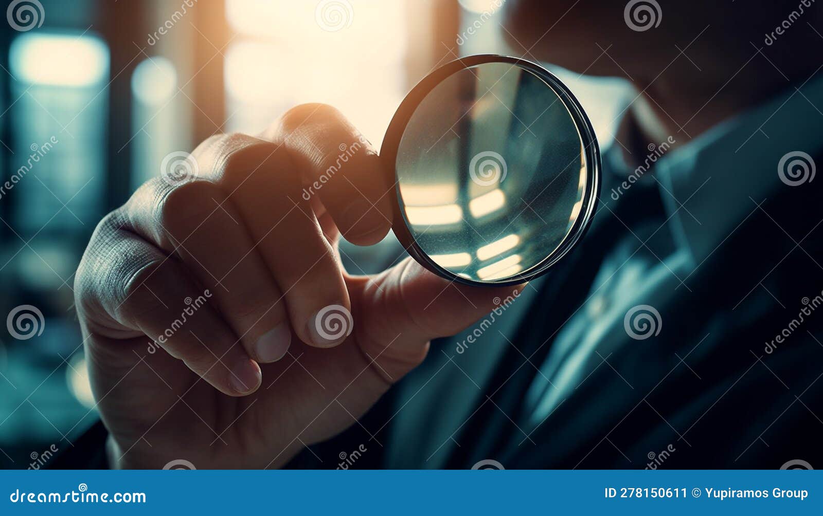 Businessman Examining Material with Magnifying Glass Closely Generated ...