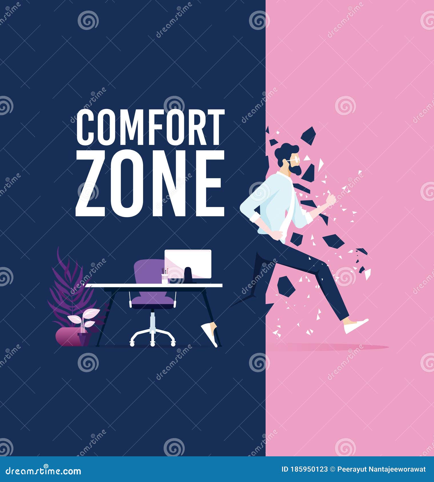 Businessman Exit from Comfort Zone Stock Vector - Illustration of ...