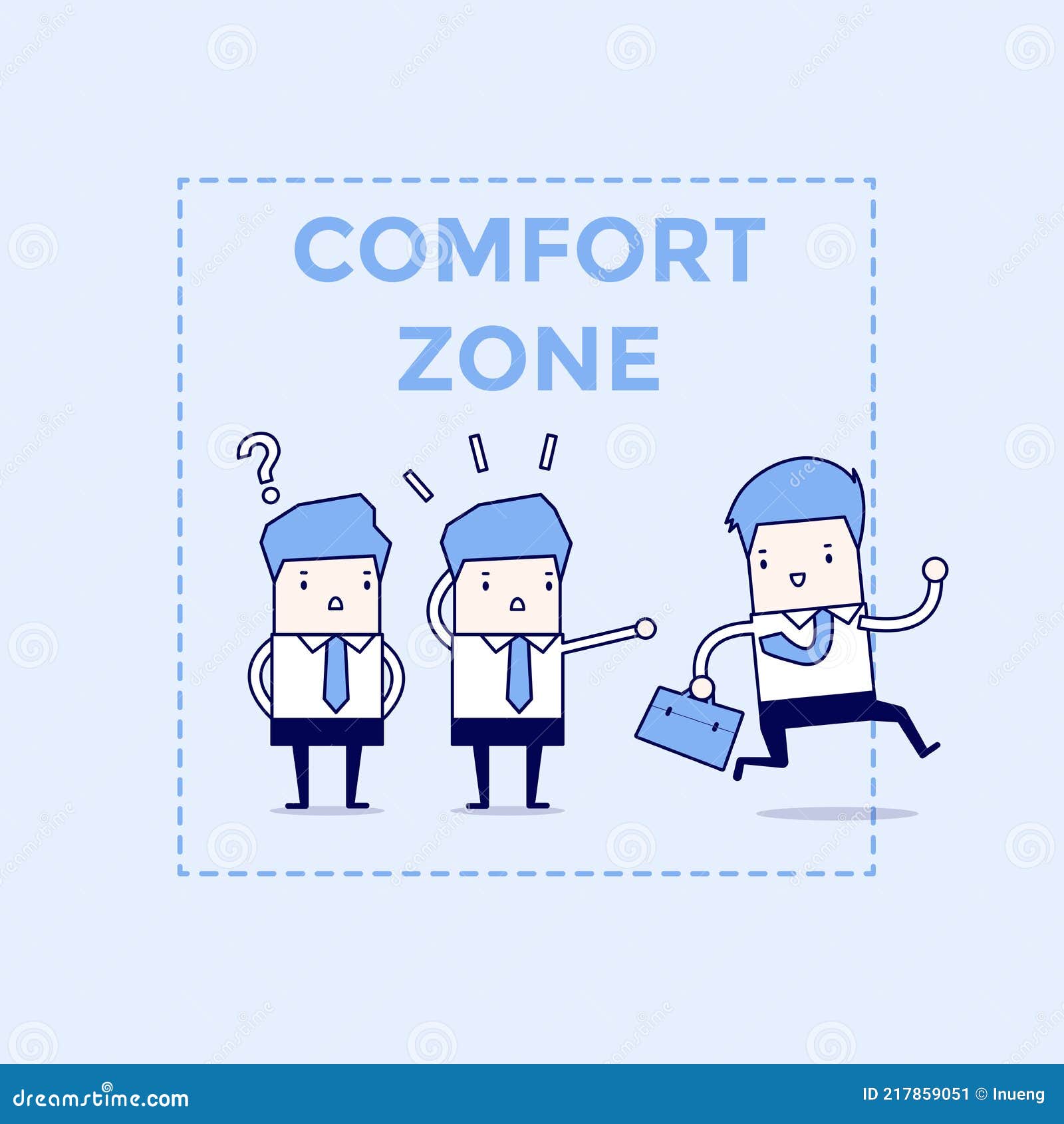 Businessman Exit from Comfort Zone. Cartoon Character Thin Line Style ...