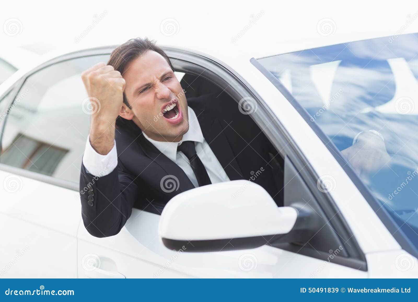Businessman Experiencing Road Rage Stock Image - Image of driving ...