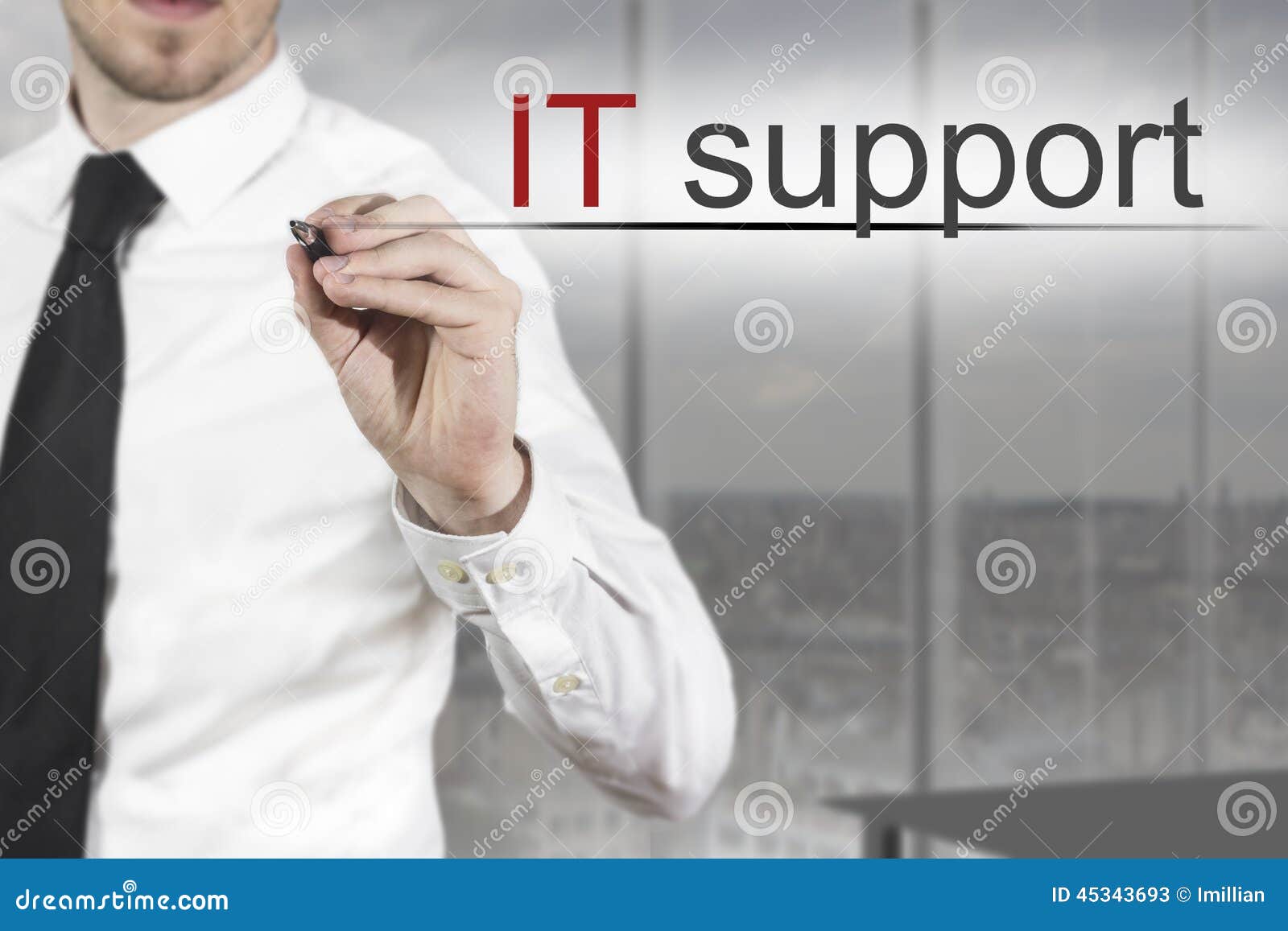 Businessman Expert Writing it Support in the Air Stock Image - Image of ...