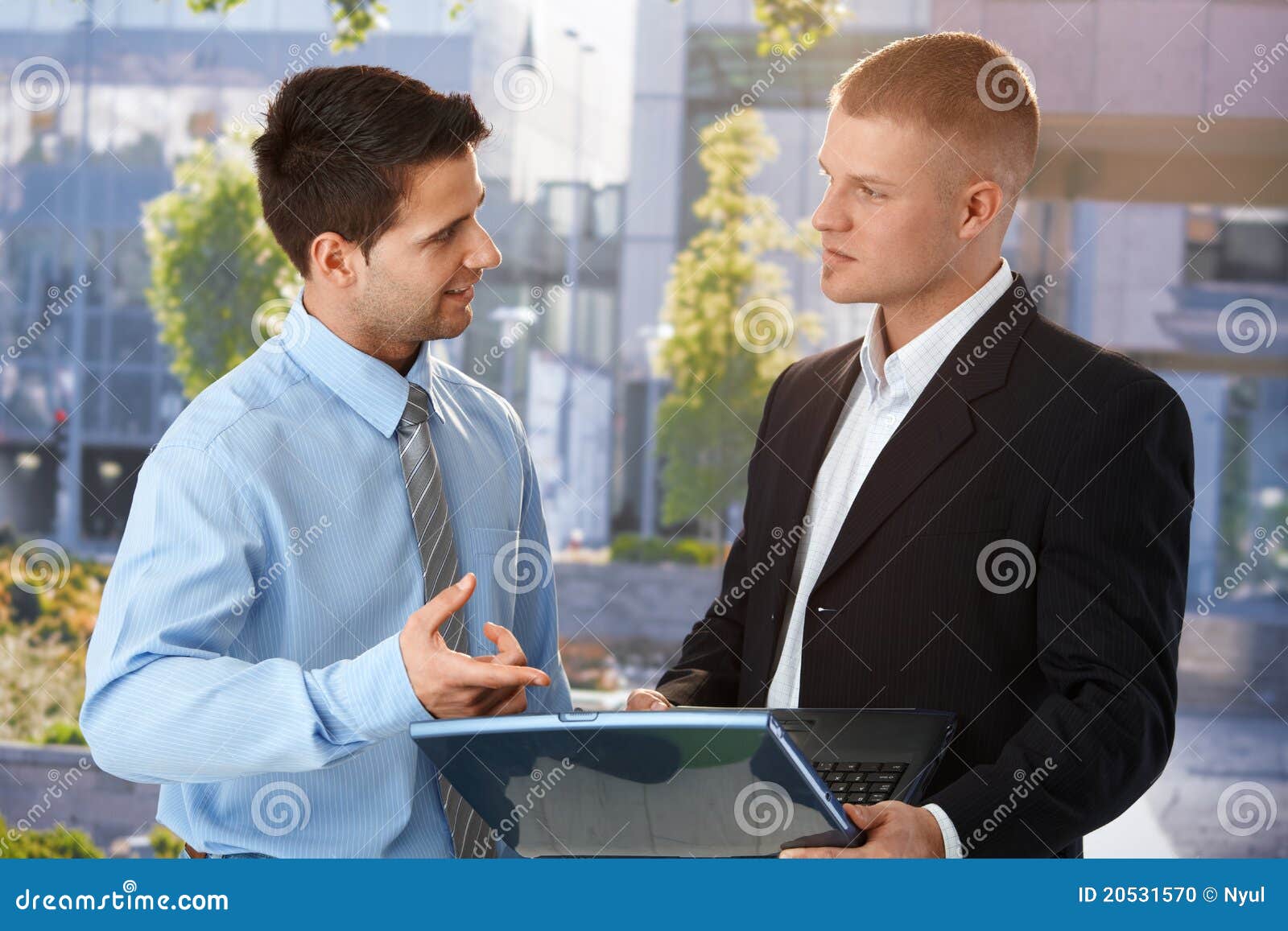 Businessman Explaining Colleague Computer Work Stock Photo - Image of ...