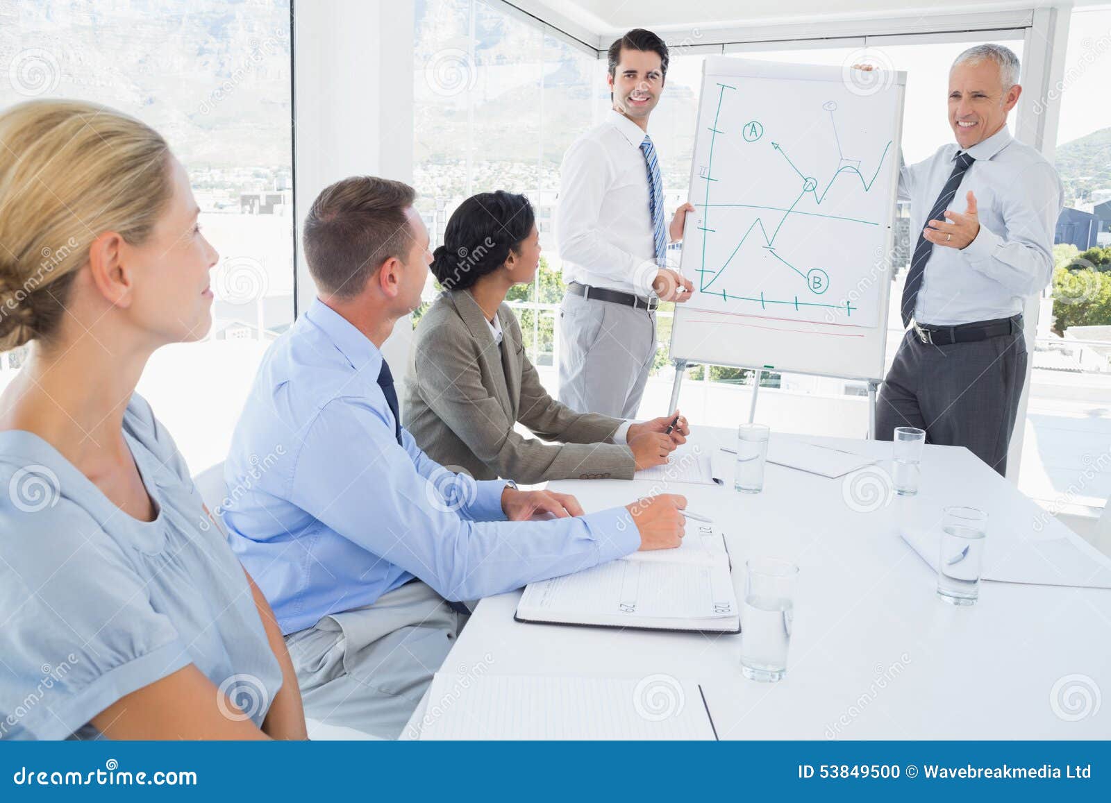 Businessman Explaining the Graph on the Whiteboard Stock Photo - Image ...
