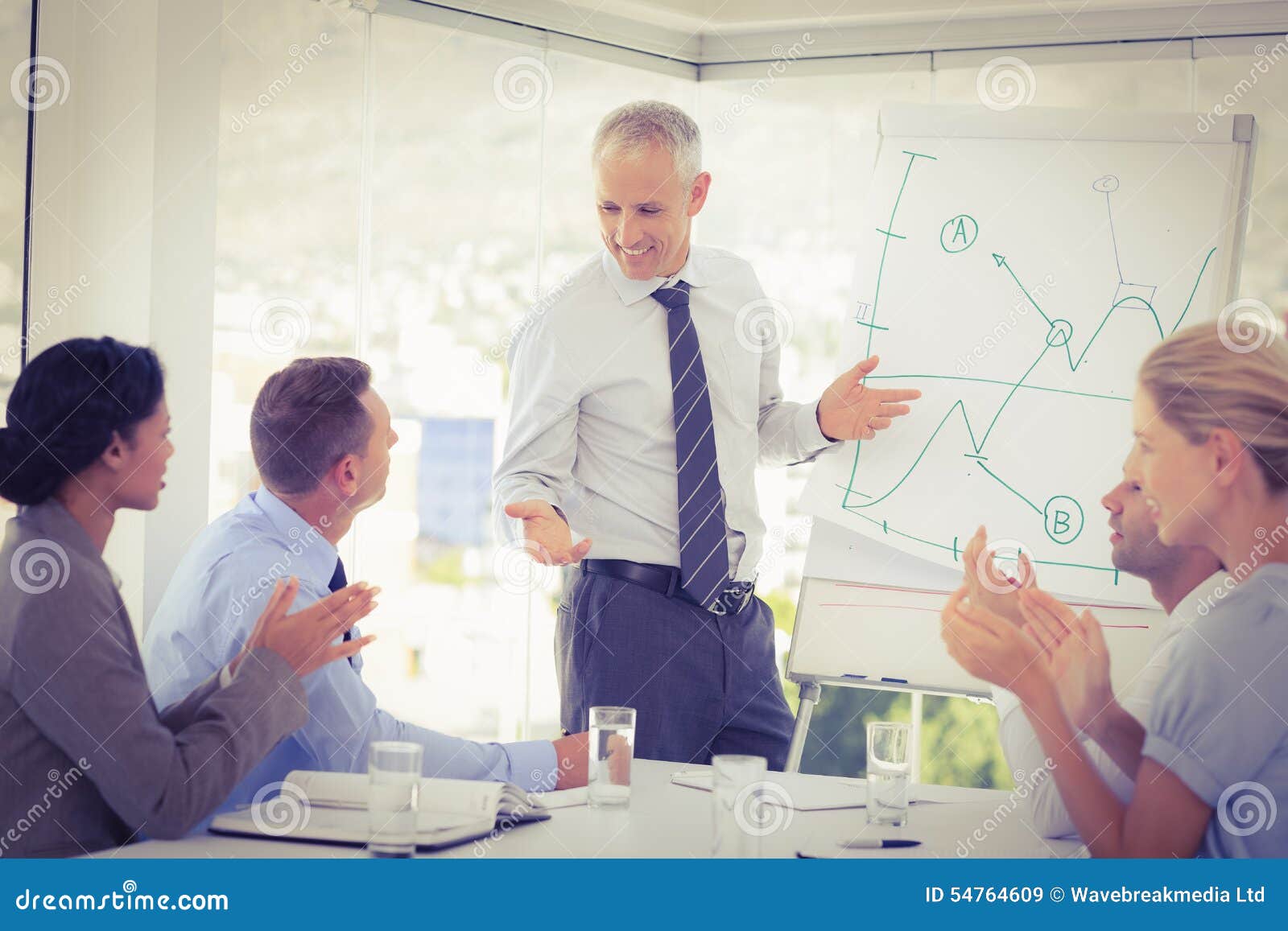 Businessman Explaining the Graph on the Whiteboard Stock Image - Image ...
