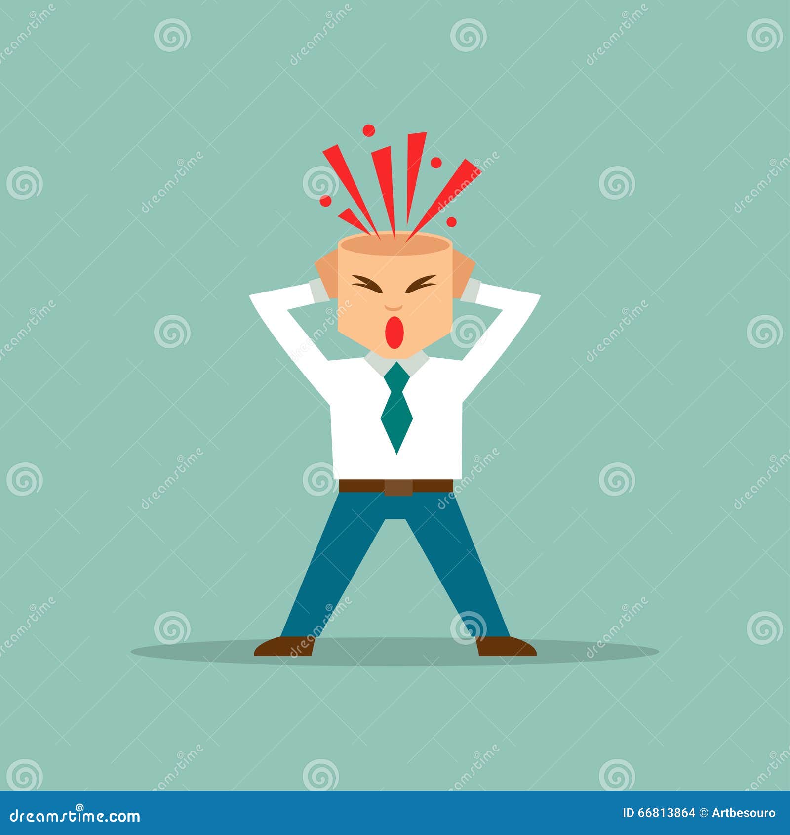 Businessman with Exploded Brain. Vector Illustration Stock Vector ...