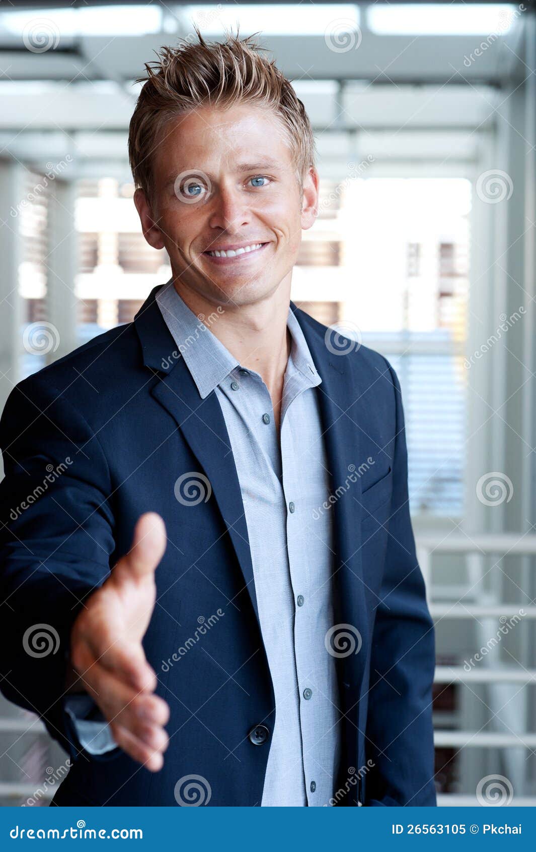 Businessman Extending Hand for Handshake Stock Image - Image of bright ...
