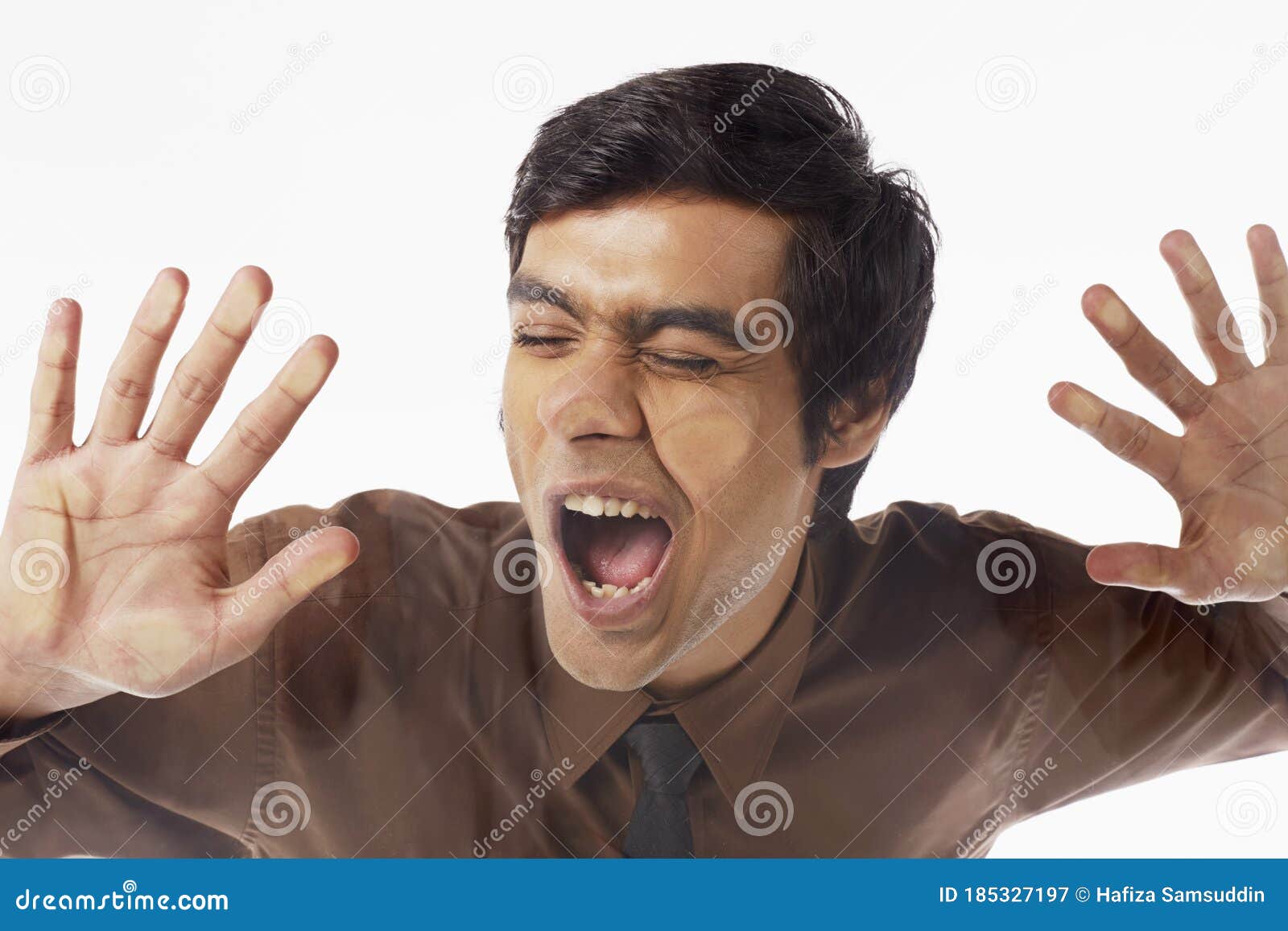 Businessman with Face Against a Glass Stock Image - Image of hands ...
