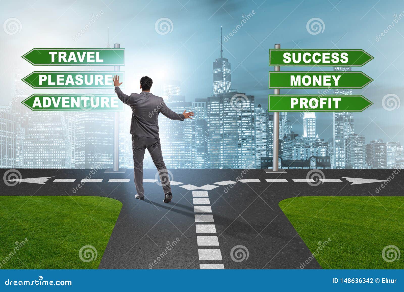 Businessman Facing Hard Choice in Work Home Balance Stock Photo - Image ...