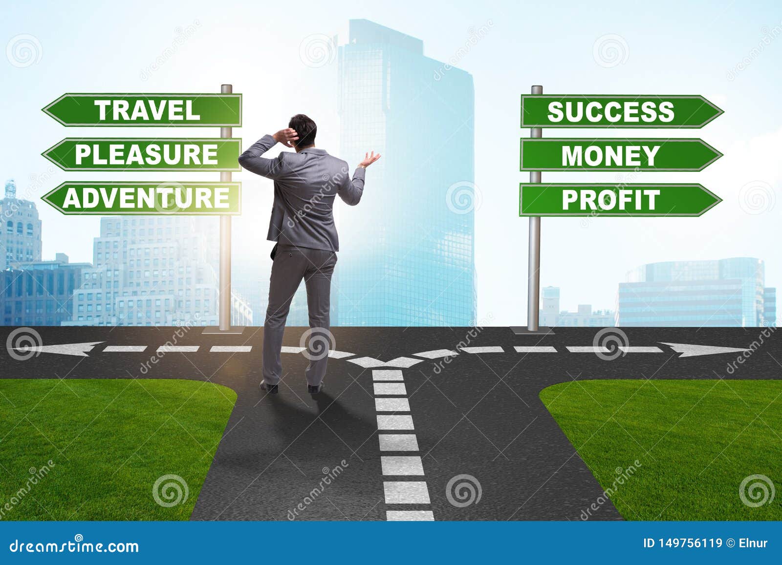 Businessman Facing Hard Choice in Work Home Balance Stock Image - Image ...