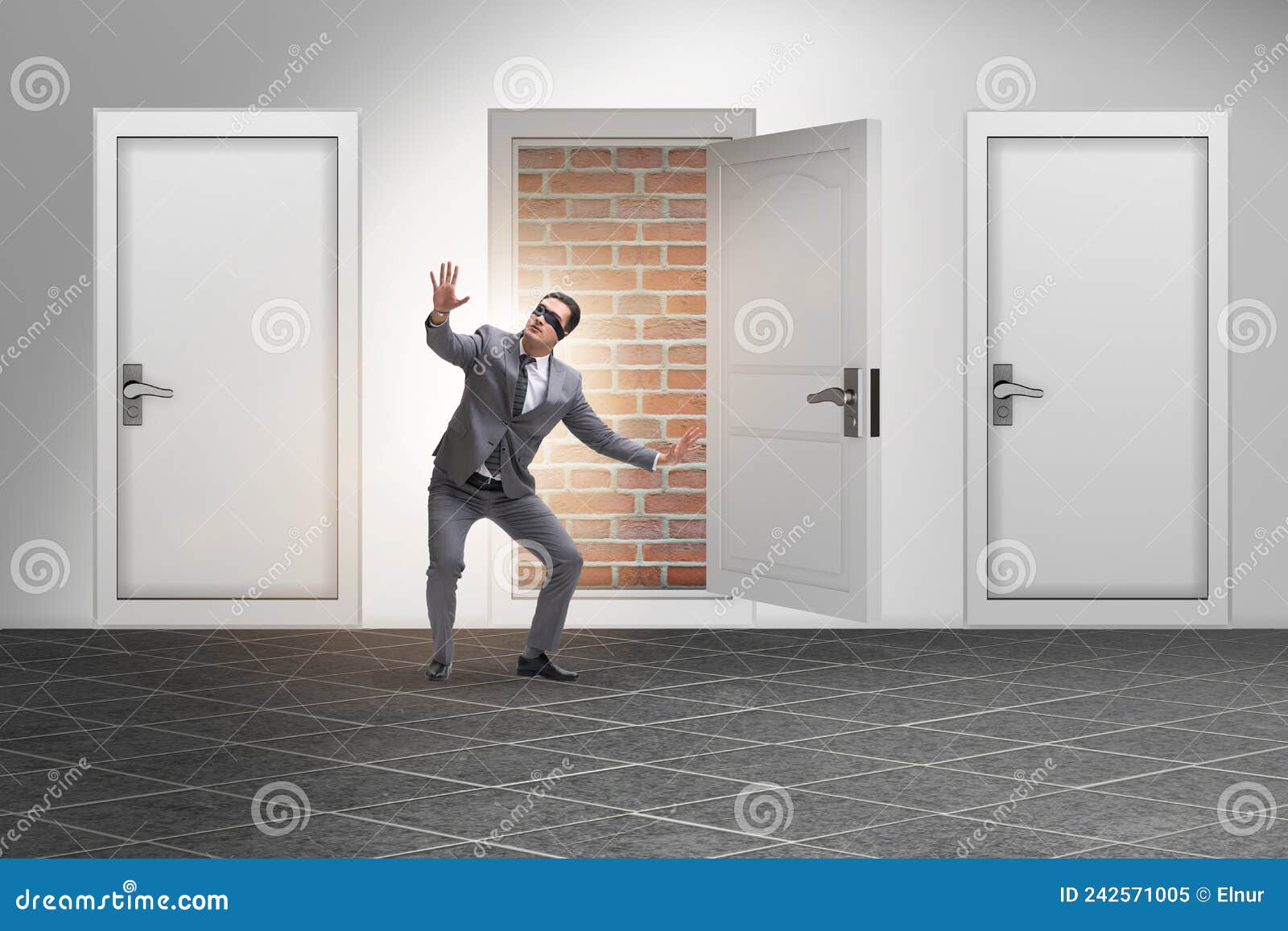Businessman Facing No Exit with Brick Door Stock Image - Image of brick ...