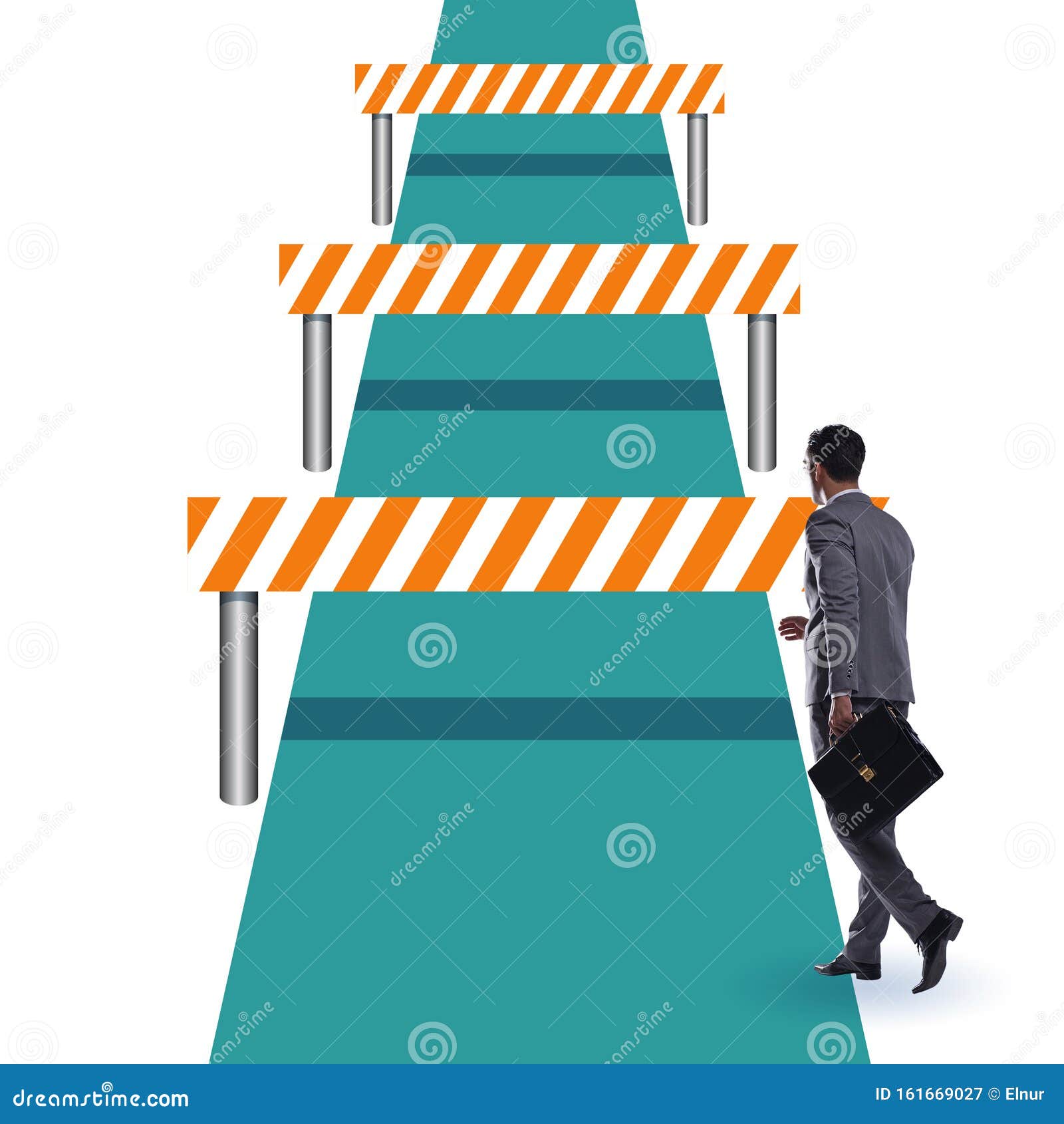 Businessman Facing Running Barriers in Challenging Business Stock Image ...