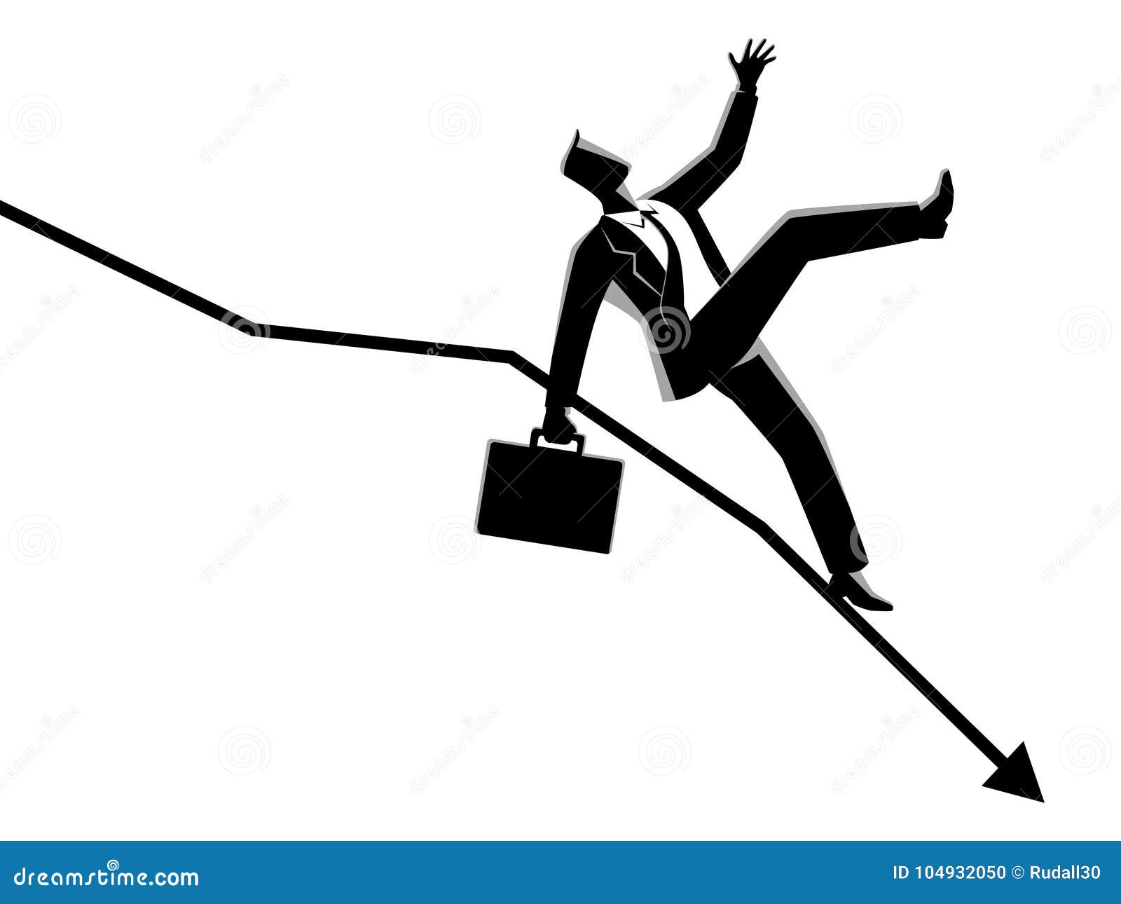 Businessman Fall Down from Decreasing Graphic Chart Stock Vector ...