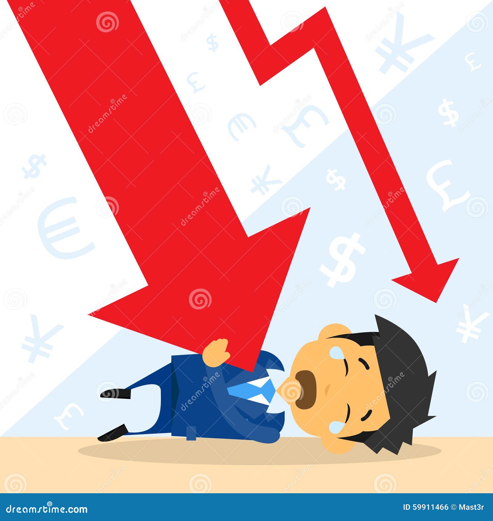 Businessman Fall Down Red Arrow Graph Financial Stock Vector ...