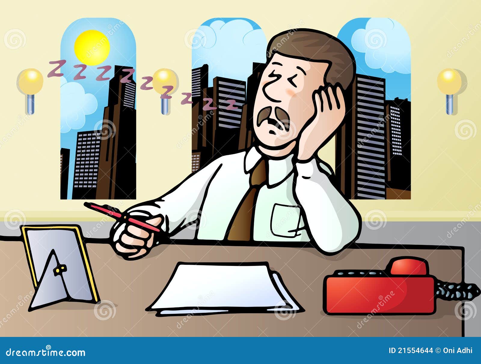 Businessman fall a sleep stock illustration. Illustration of ...