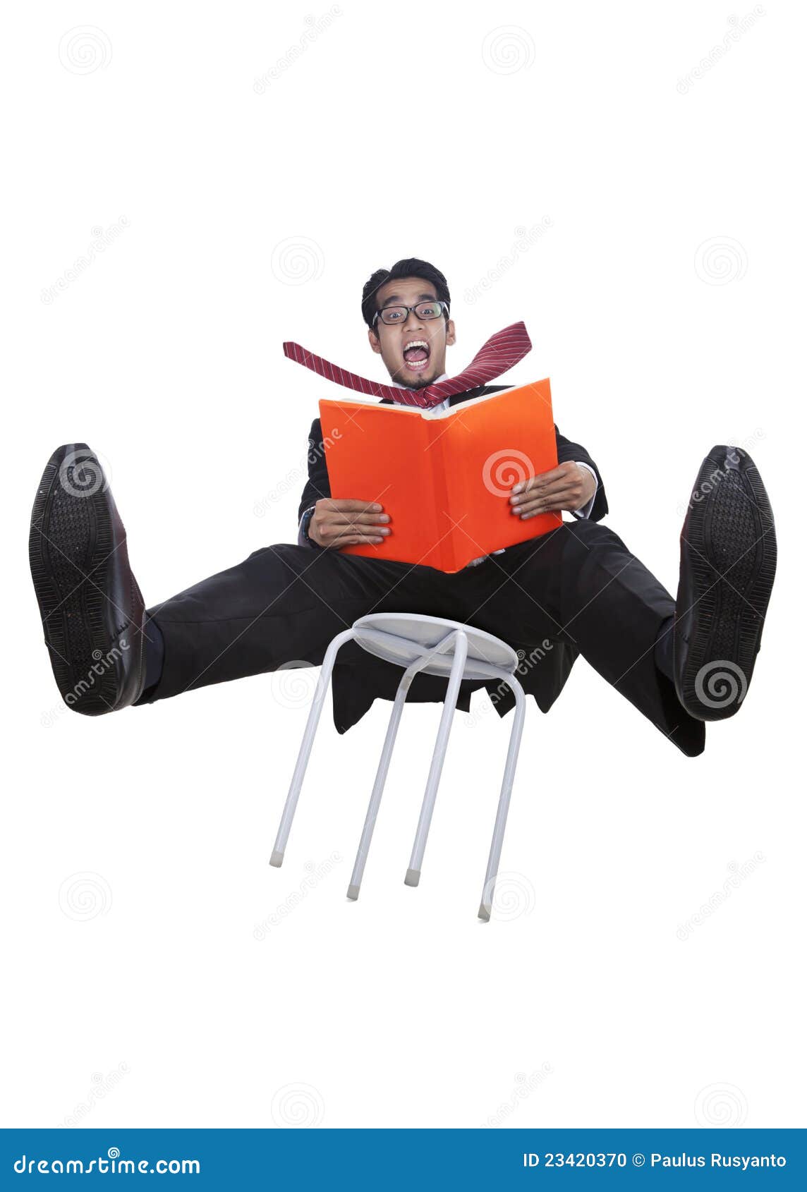 Businessman Falling from a Chair Stock Photo - Image of accident, book ...