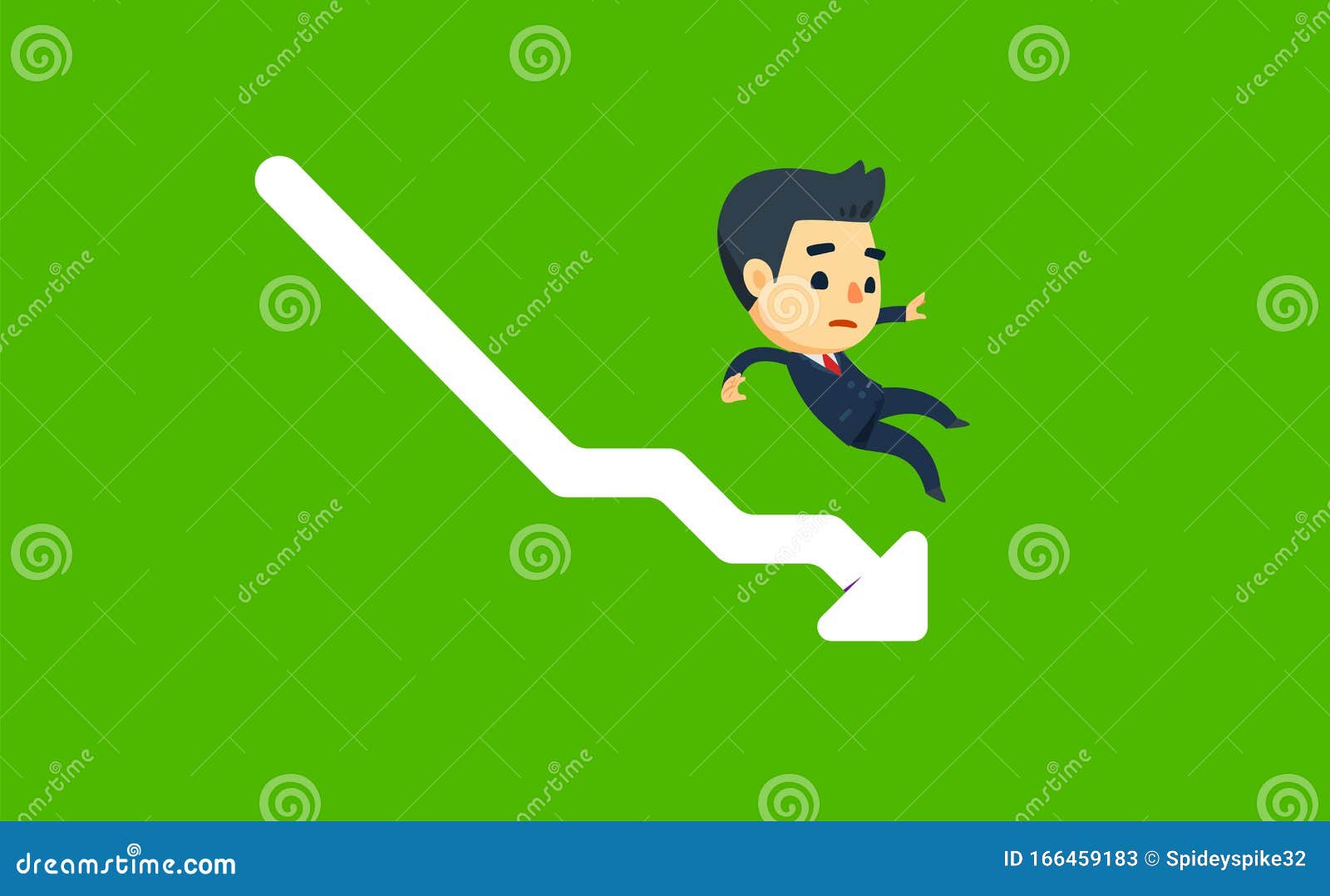 A Businessman is Falling through the Chart. Vector Illustration Stock ...