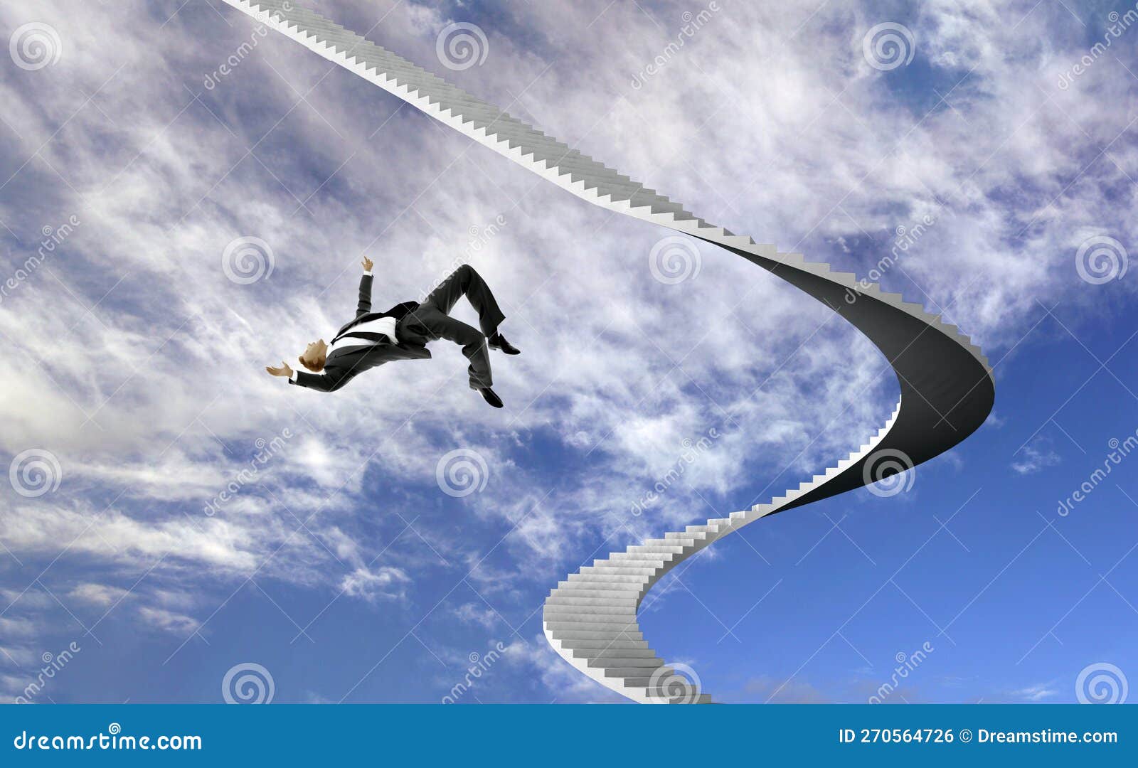 A Businessman Falling Down the Career Ladder. Stock Photo - Image of ...