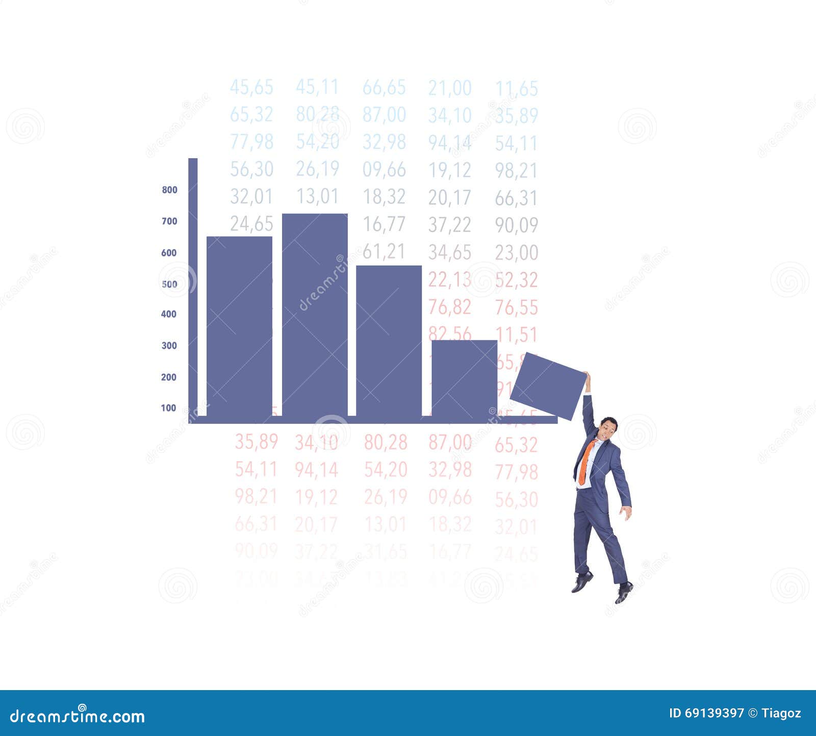 Businessman on Falling Down Chart Stock Illustration - Illustration of ...