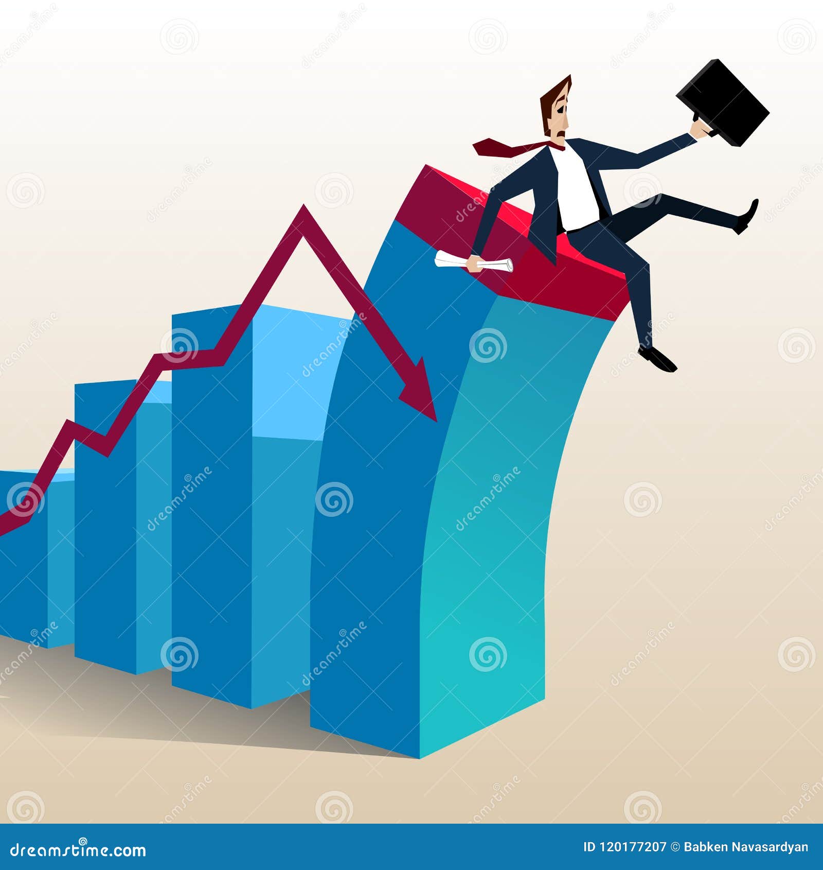Businessman Falling Down from Chart Stock Vector - Illustration of ...