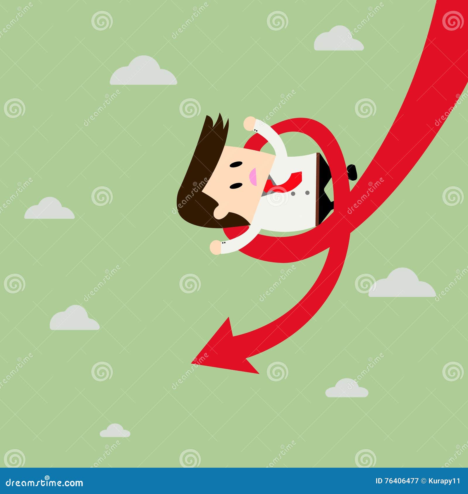 Businessman on Falling Down Chart. Stock Vector - Illustration of graph ...